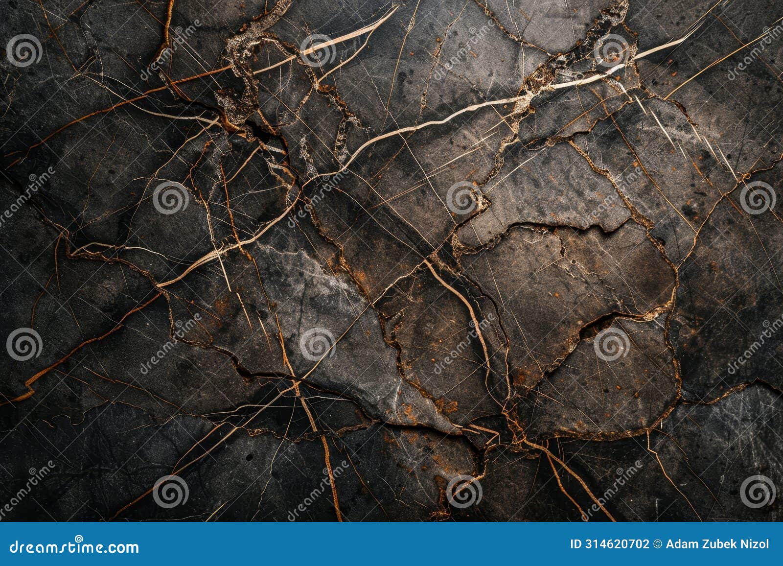 Intricate Network of Cracks and Textures on a Dark Stone Surface Stock ...
