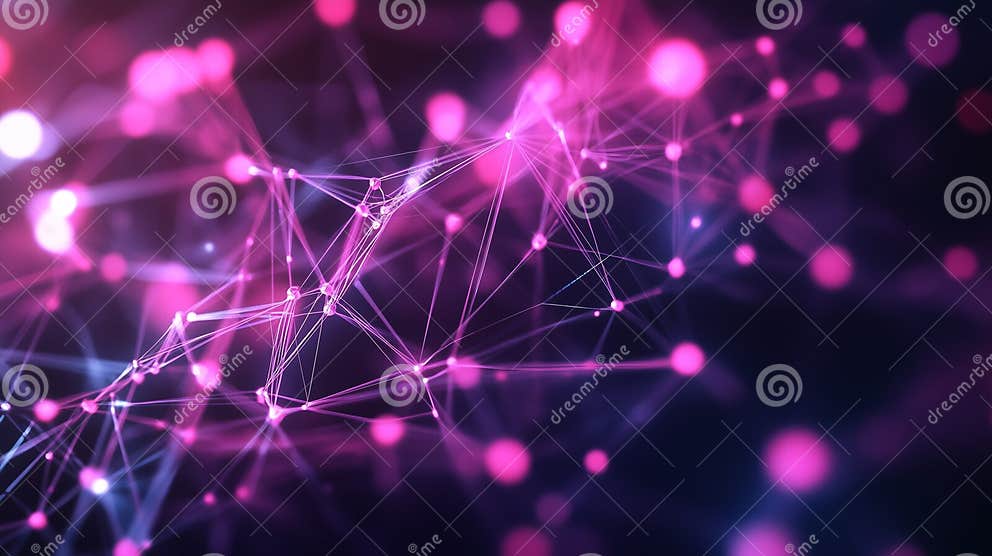 Intricate Network of Glowing Pink Nodes and Connections Forming a ...