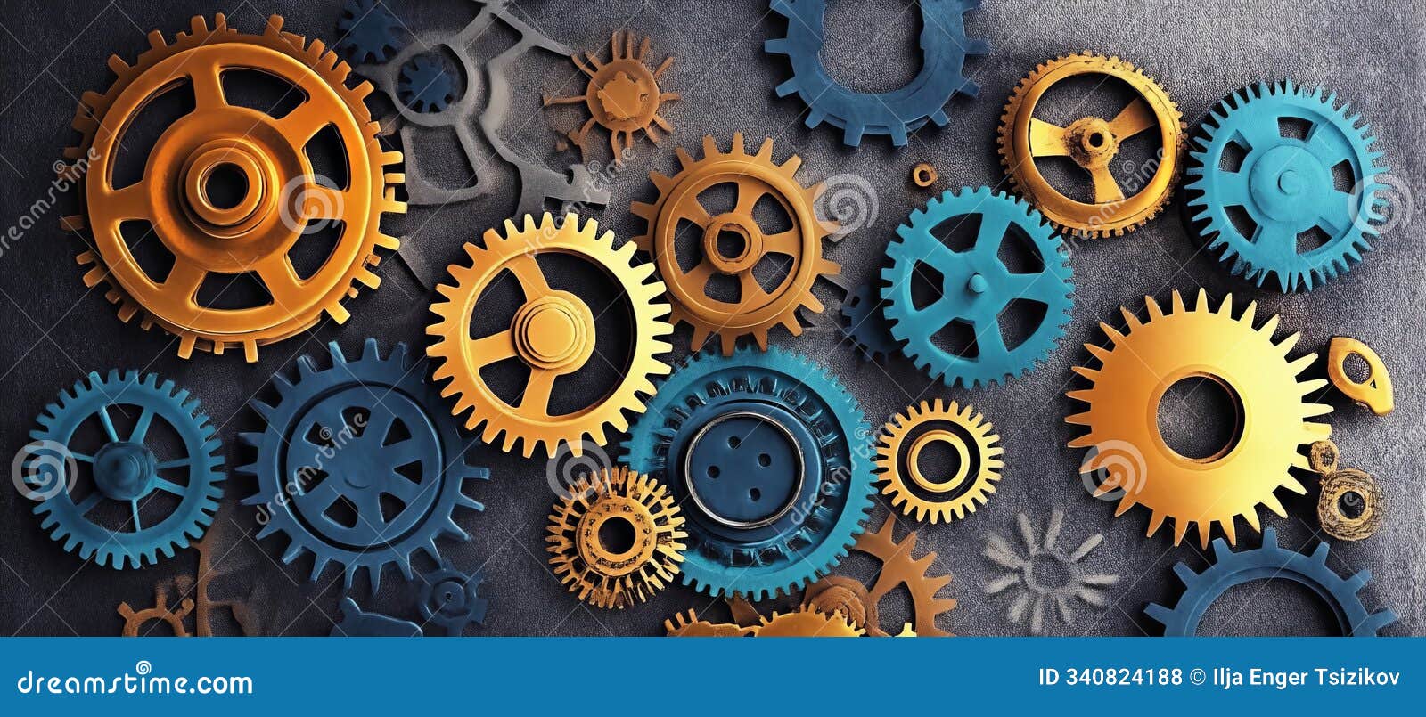 Intricate Network of Interlocking Gears and Cogs, Industrial Background ...