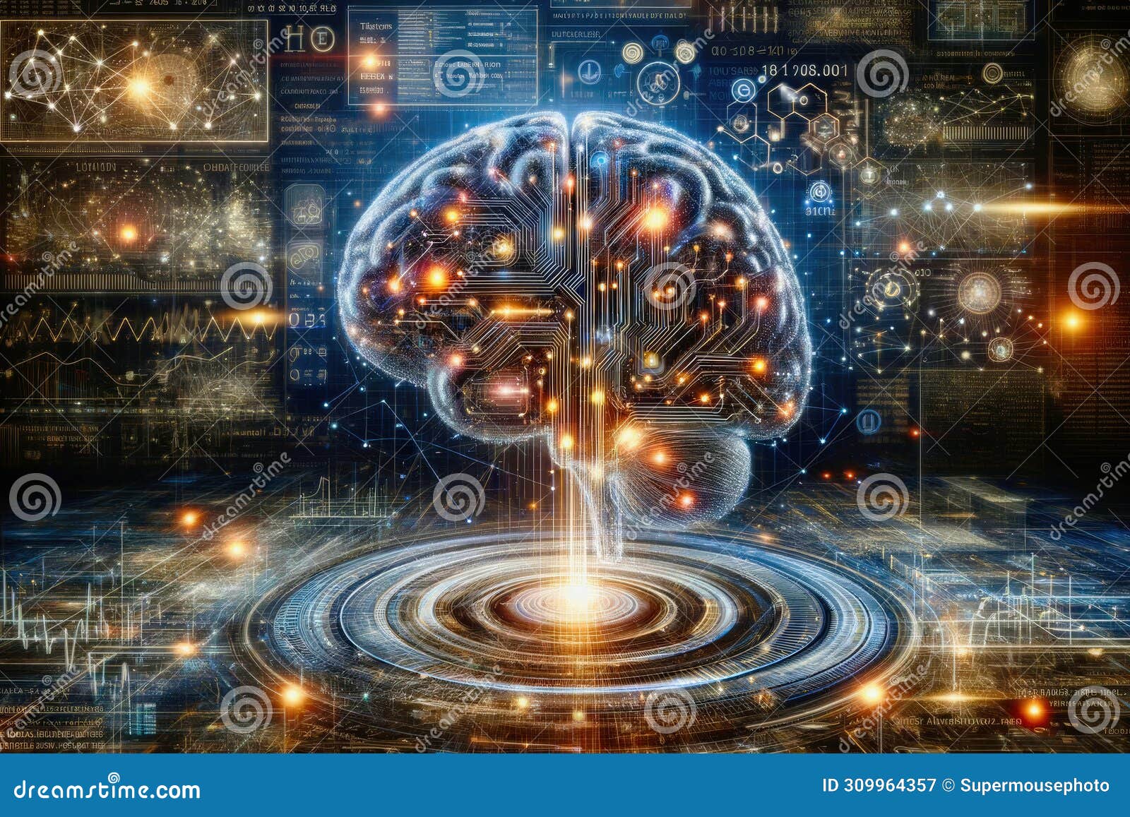 The Cosmic Symphony of the Human Mind. Generative AI Stock Illustration ...