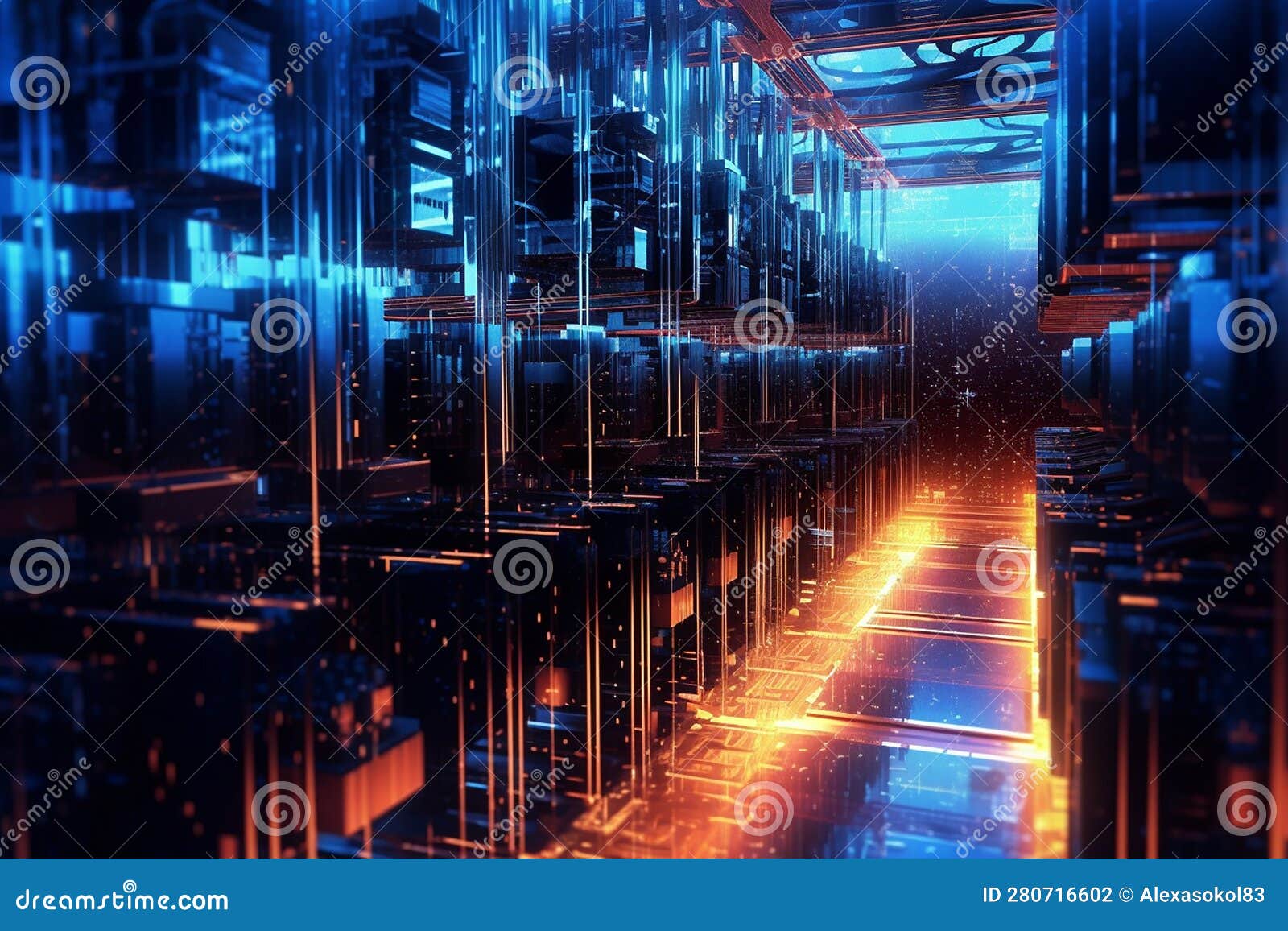 Intricate Network of Servers, Wires, and Data Storage Devices Stock ...