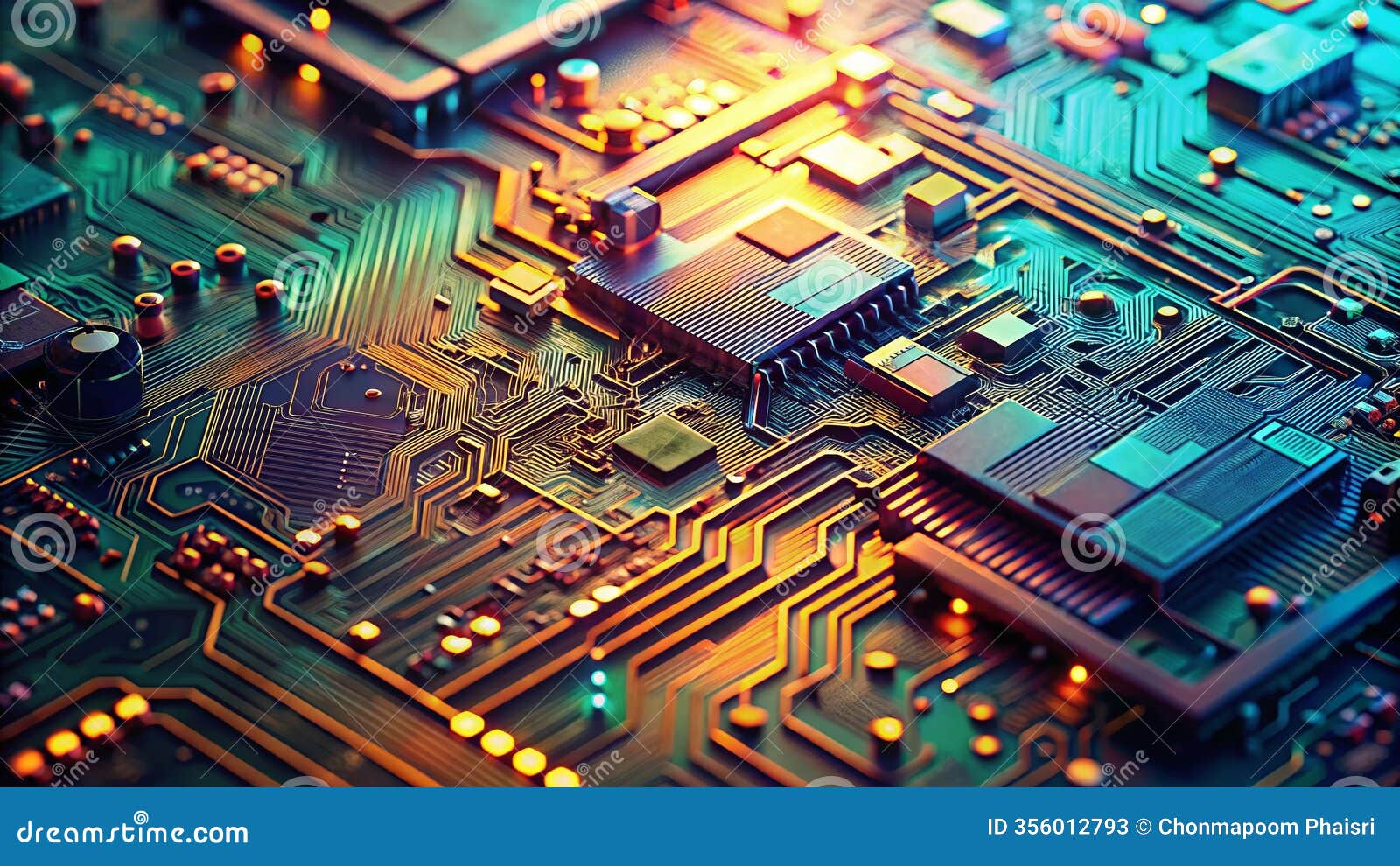 Intricate Network of Tiny Components a Detailed CloseUp of a Circuit ...