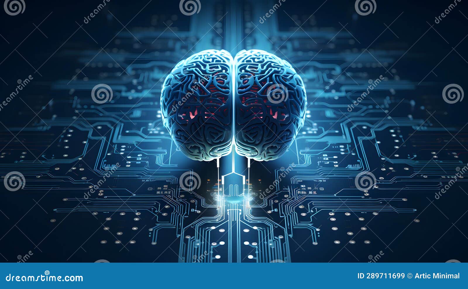 3D Brain on a Futuristic Technology Circuit Board Stock Illustration ...