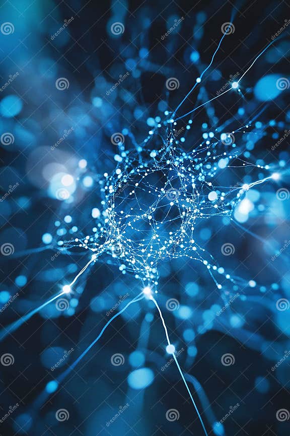 Intricate Neural Network Grid Visualization with Brilliant Synaptic Light Connections that Pulse ...