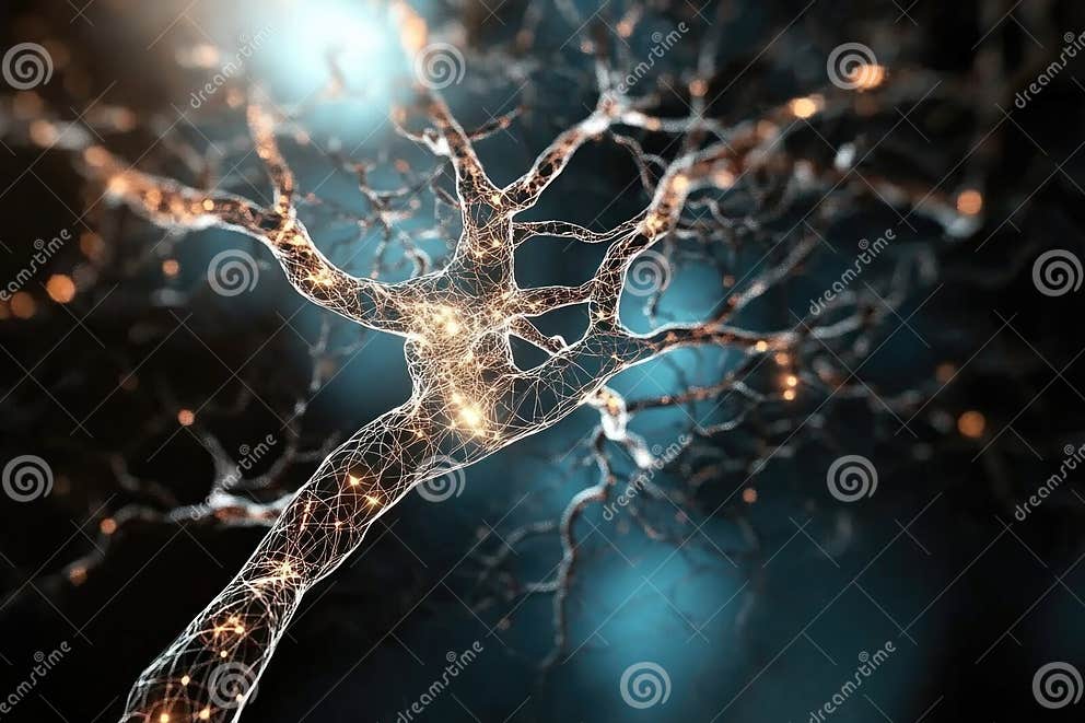 Intricate Neural Network Tree with Glowing Synapses Stock Illustration ...