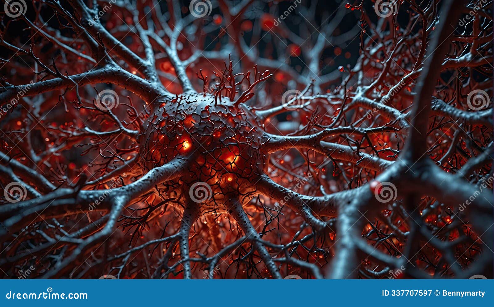 Neuronal Network Of Neuron Cells. 3D Illustration | CartoonDealer.com ...