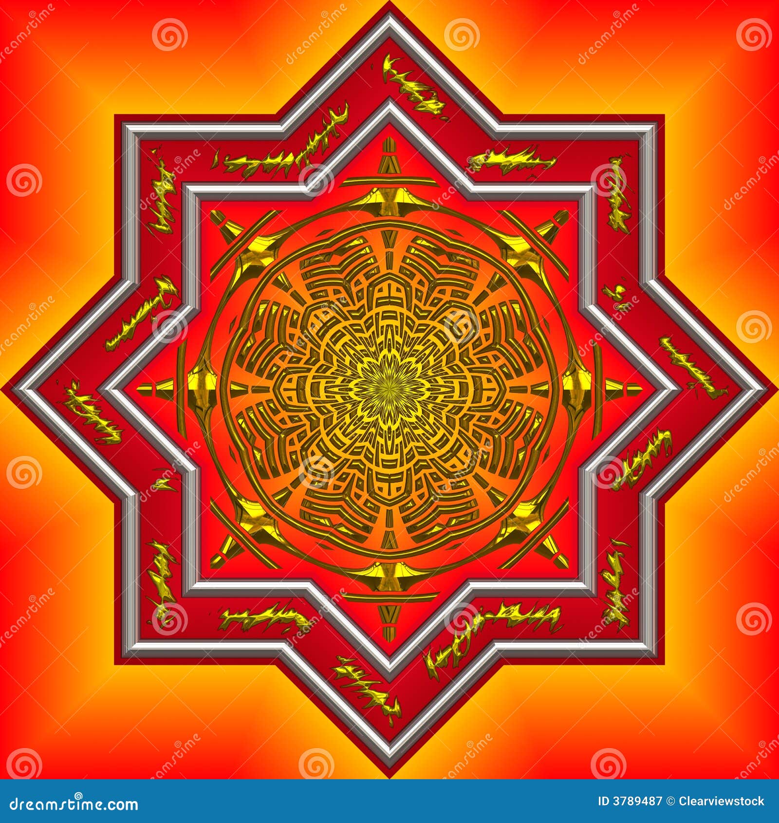 Intricate orange mandala stock vector. Illustration of colourful - 3789487