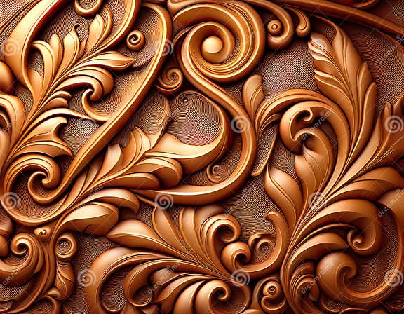 Intricate Ornate Scroll Design with Swirling Patterns in Deep Bronze ...