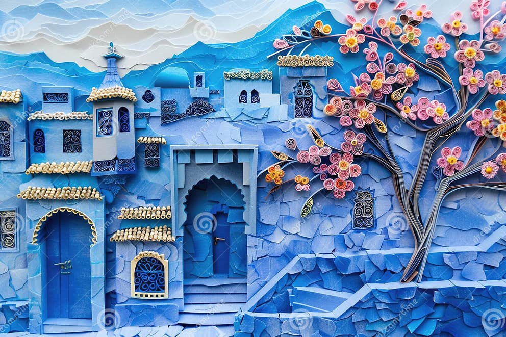 Intricate Paper Cut of a Castle and Tree, Ideal for Craft Projects ...