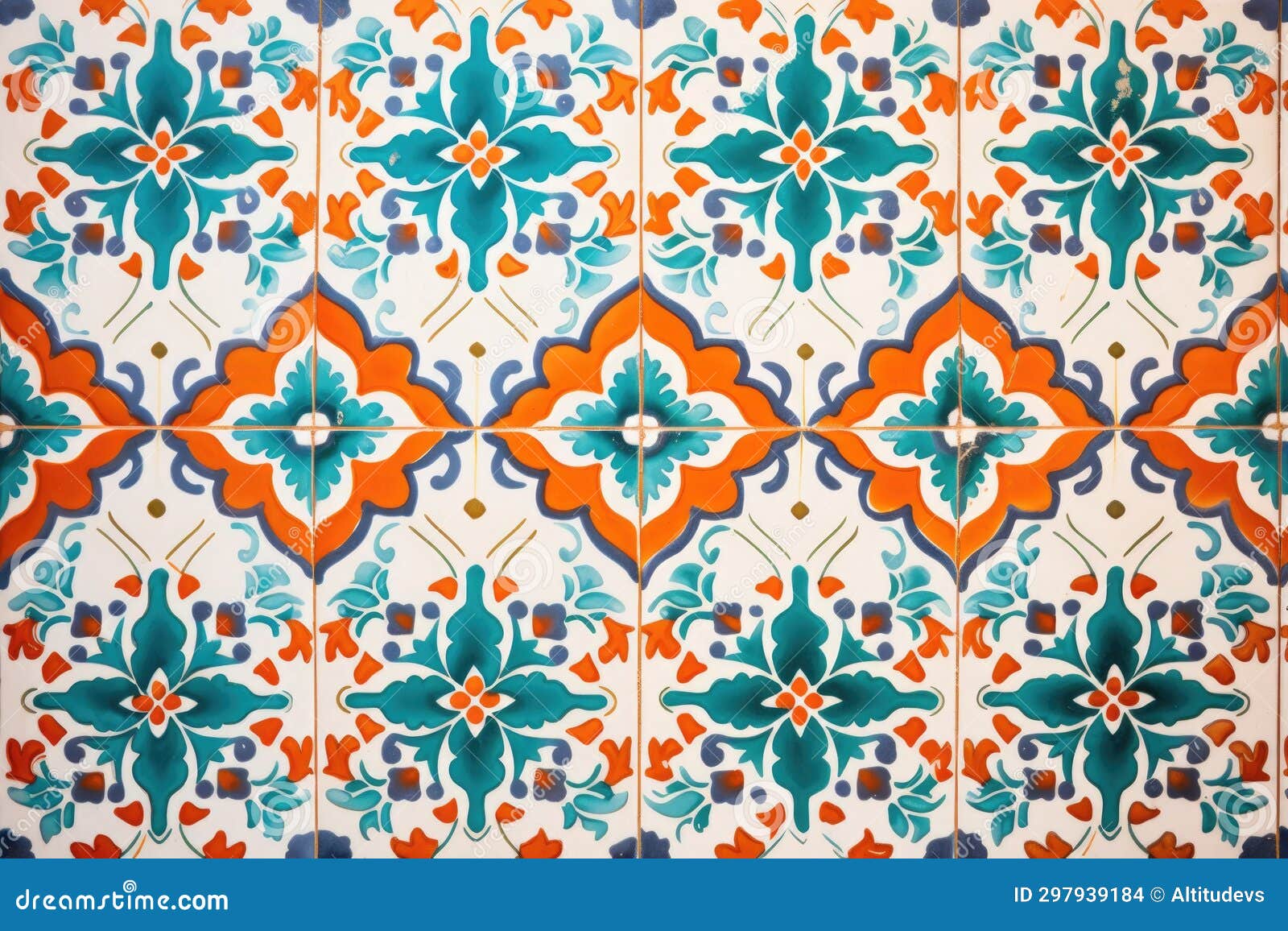 Intricate Pattern on Artisanal Ceramic Tiles Stock Photo - Image of ...