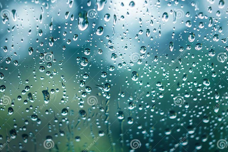 An Intricate Pattern is Captured As Raindrops Drip from a Glass Window ...