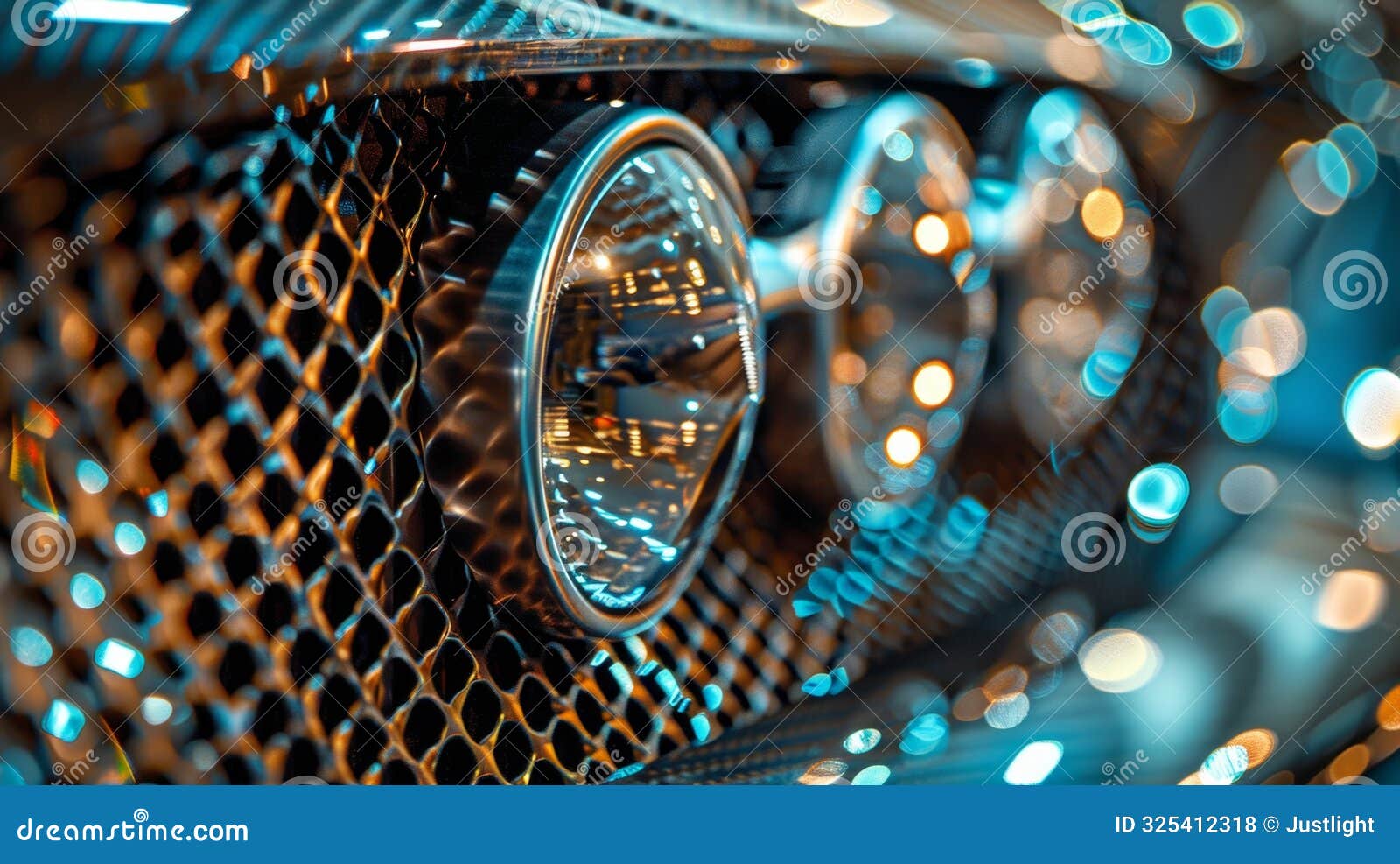 The Intricate Pattern of a Cars Headlight Housing Featuring Sharp ...