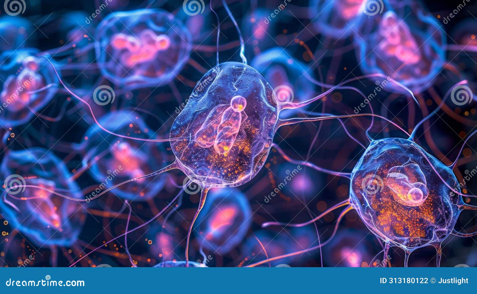 Giardia Lamblia Under A Microscope. Protozoan Parasite With Multiple ...