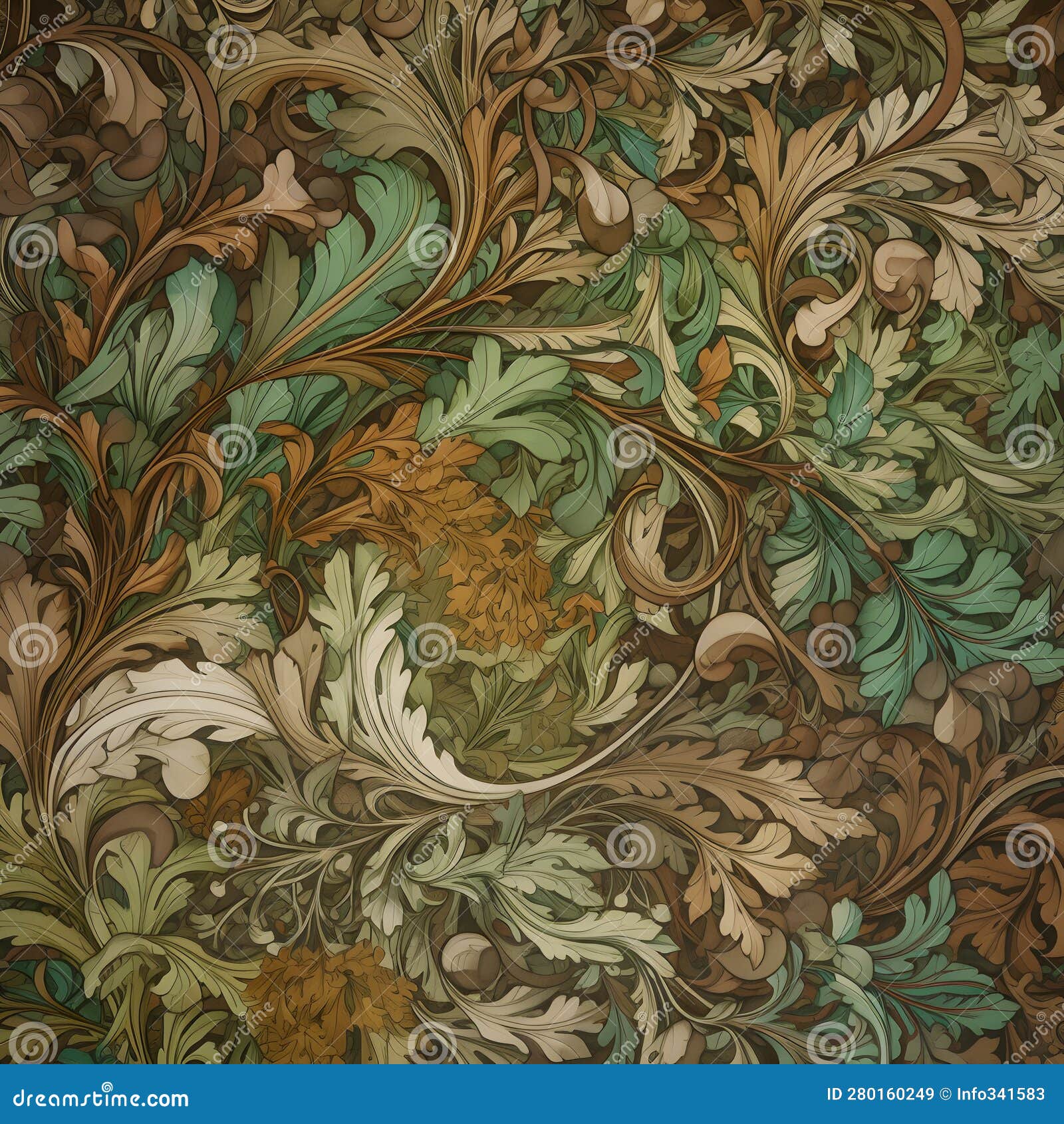 An Intricate Pattern of Swirling Vines and Leaves in Shad Generative AI ...