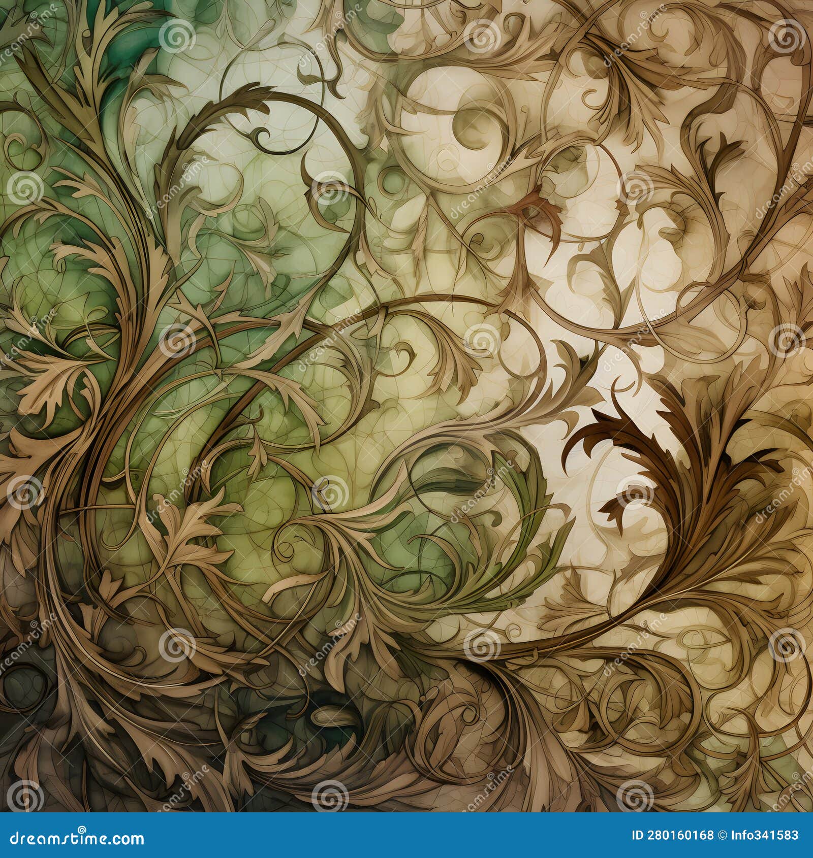 An Intricate Pattern of Swirling Vines and Leaves in Shad Three ...