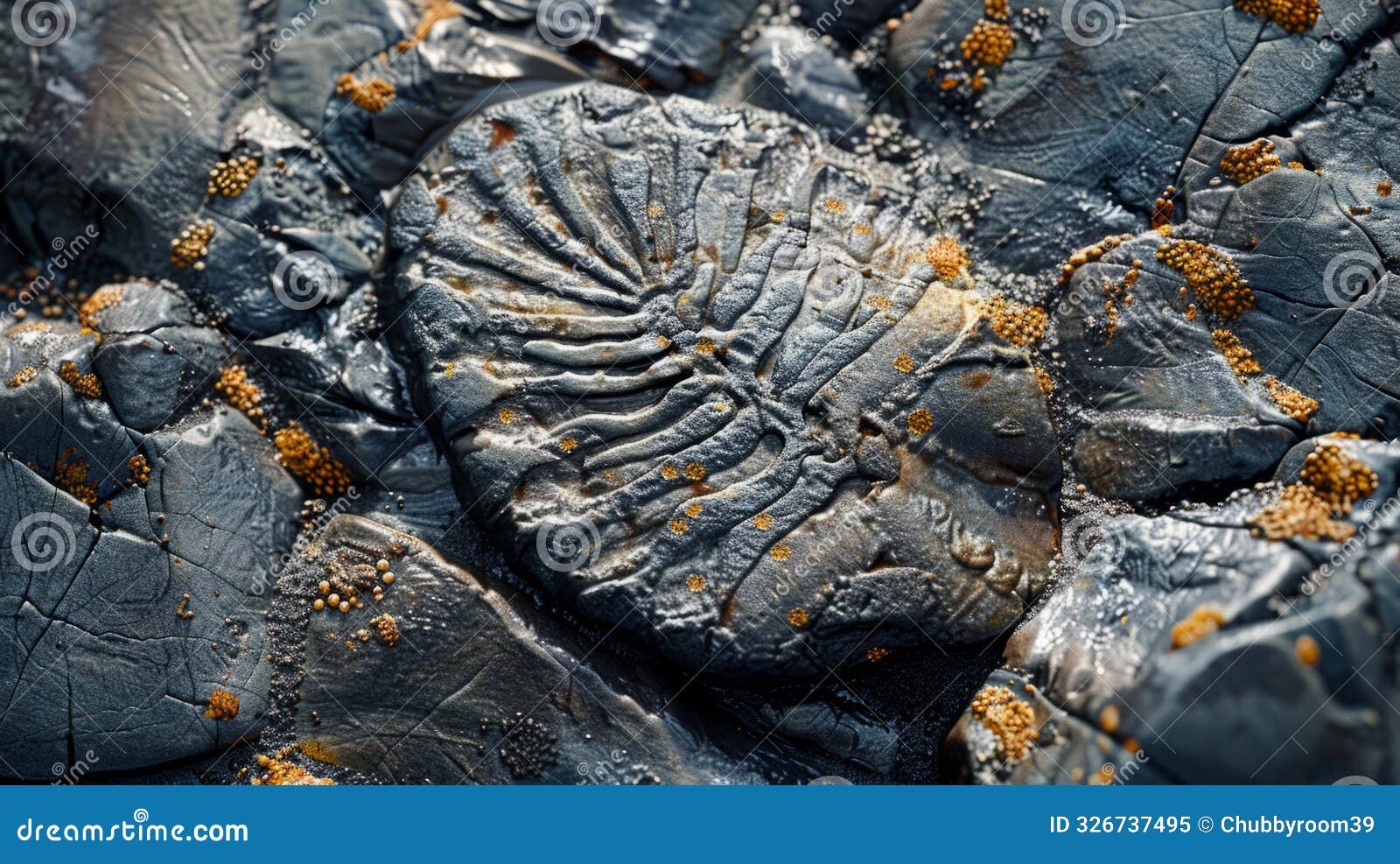 Close-up Image Capturing the Intricate Patterns of an Ammonite Fossil ...