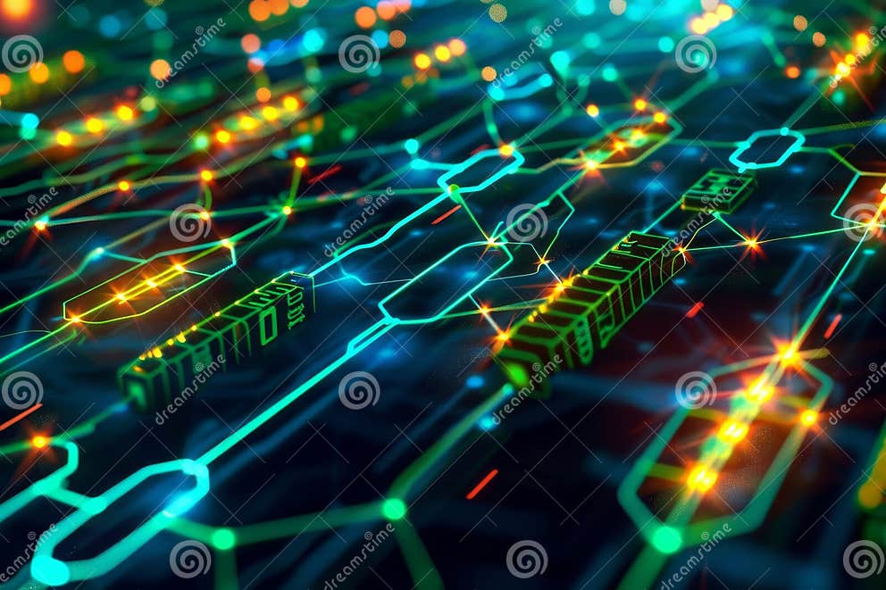 Intricate Patterns of a Computer Circuit Board Fill the Frame ...