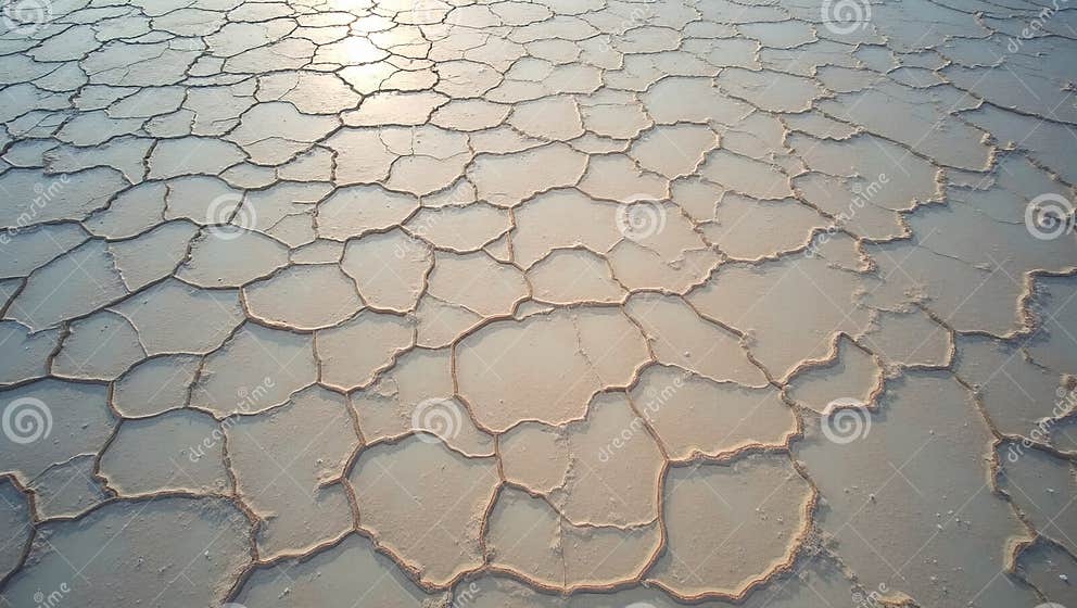 Intricate Patterns on Cracked Salt Flat with Shallow Pools Stock ...
