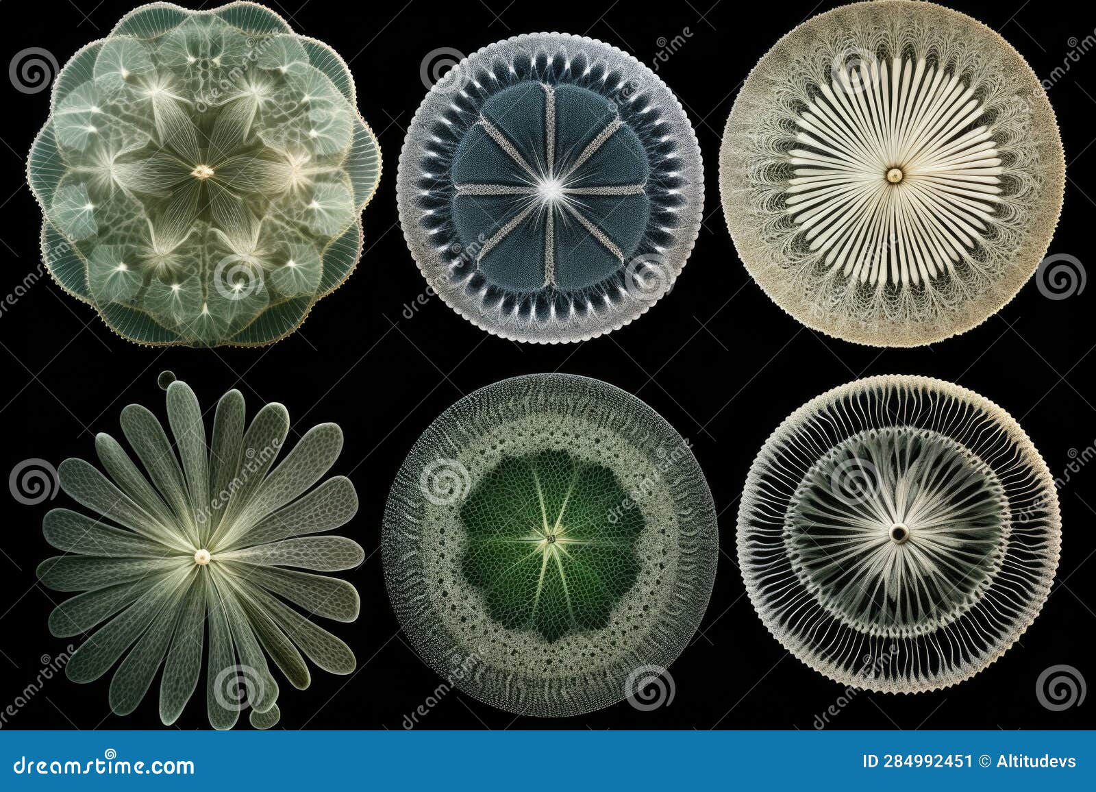 Intricate Patterns of Diatom Algae Structures Stock Illustration ...