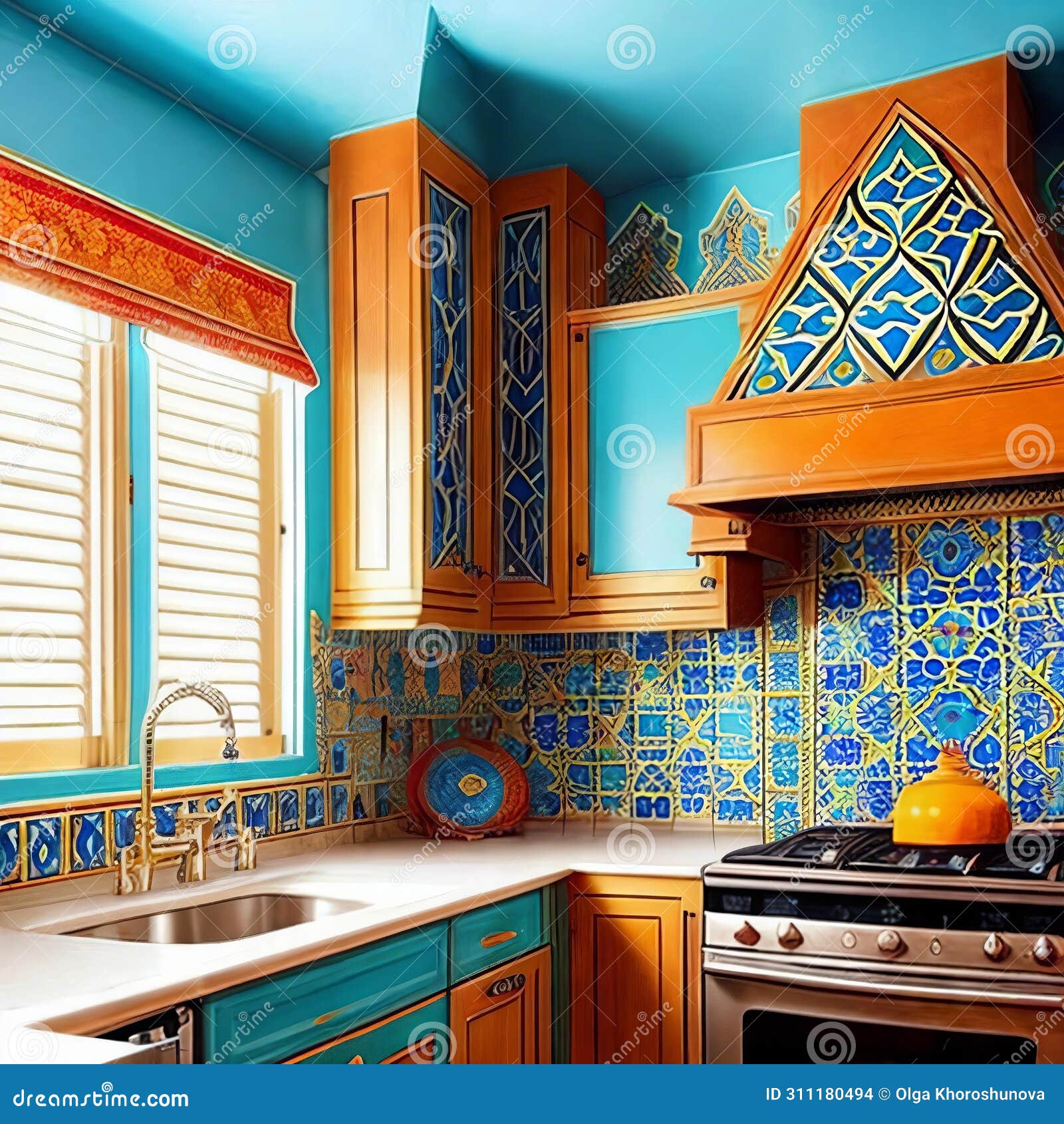 Intricate Patterns of a Moroccan-inspired Mosaic Tile Backsplash in a ...