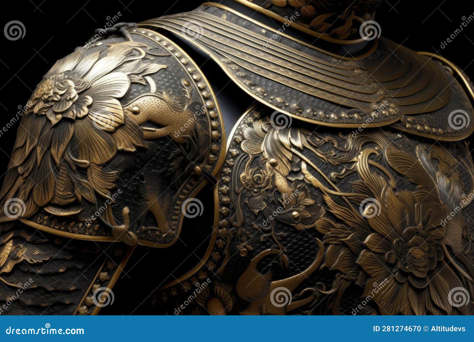 Intricate Patterns on Samurai Armor Stock Illustration - Illustration ...