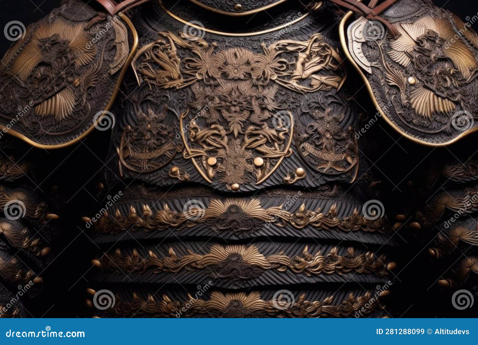 Intricate Patterns on Samurai Armor Stock Illustration - Illustration ...