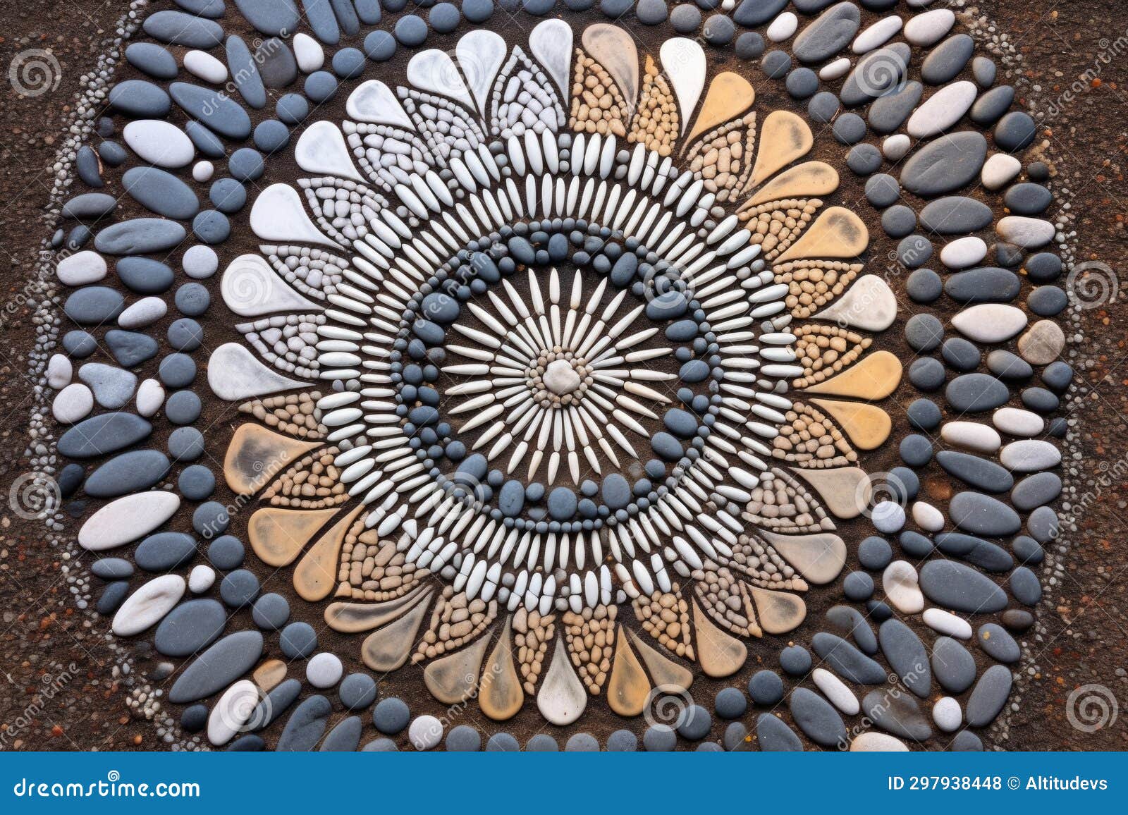 Intricate Pebble Design on a Pavement Stock Photo - Image of pattern ...