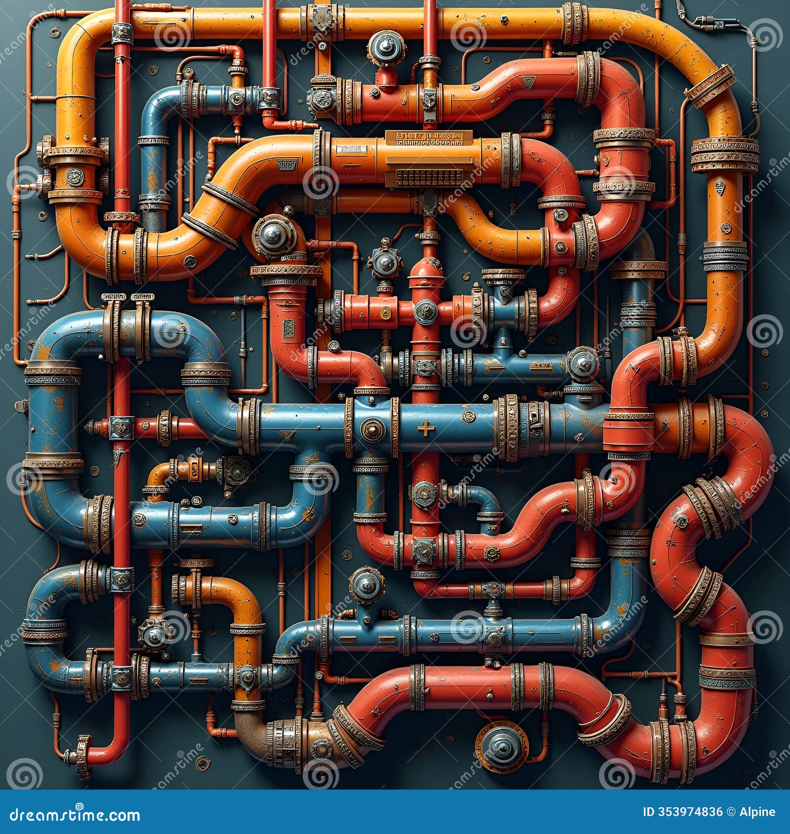 Intricate Pipework stock illustration. Illustration of depth - 353974836