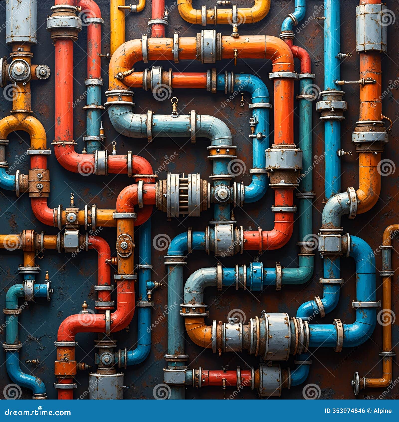 Intricate Pipework stock illustration. Illustration of movement - 353974846
