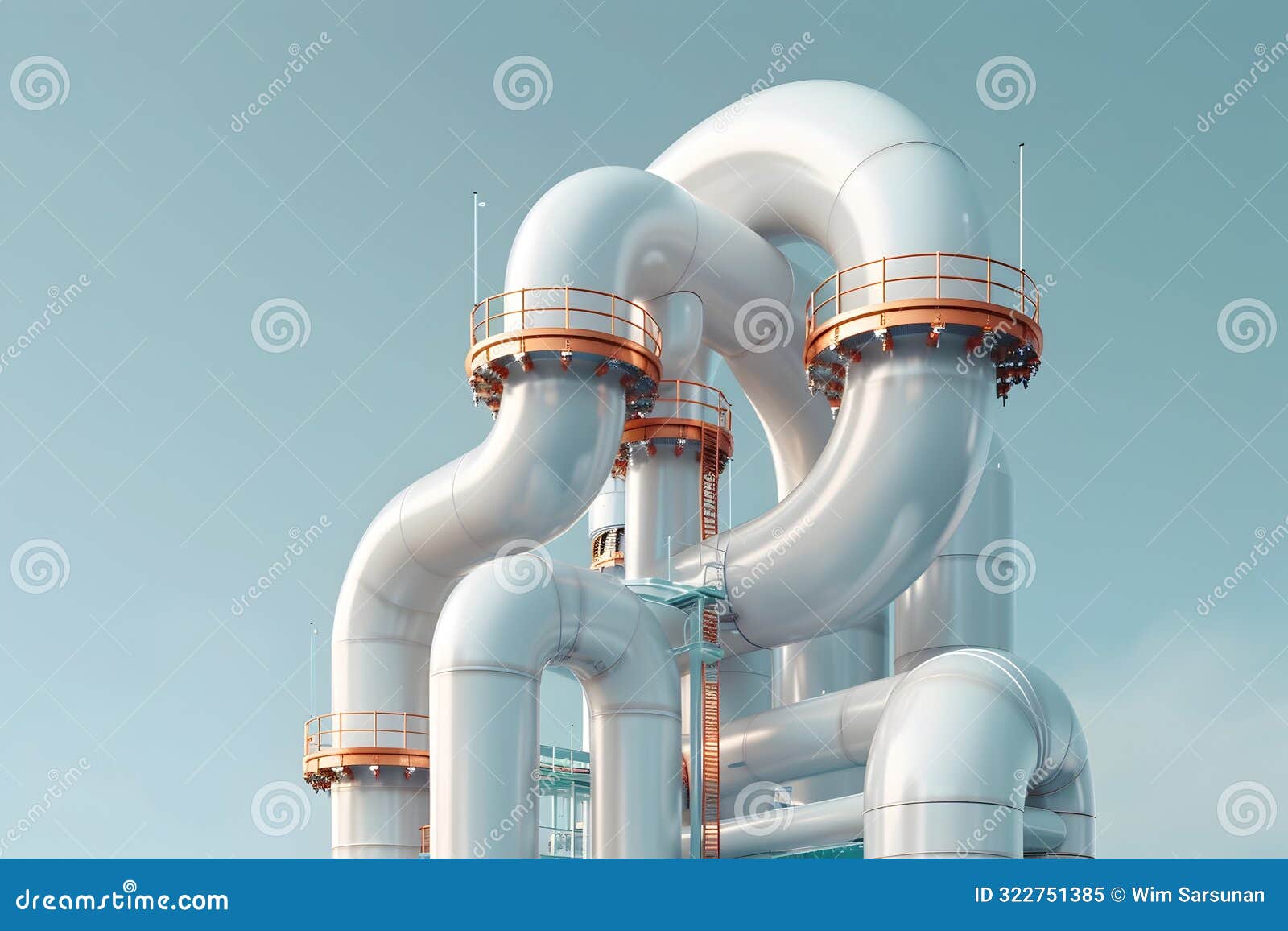 Intricate Pipework Structures Forming an Industrial Cityscape Stock ...