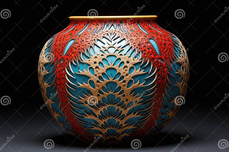 Intricate Pottery Designs Painted with Precision Stock Image - Image of ...