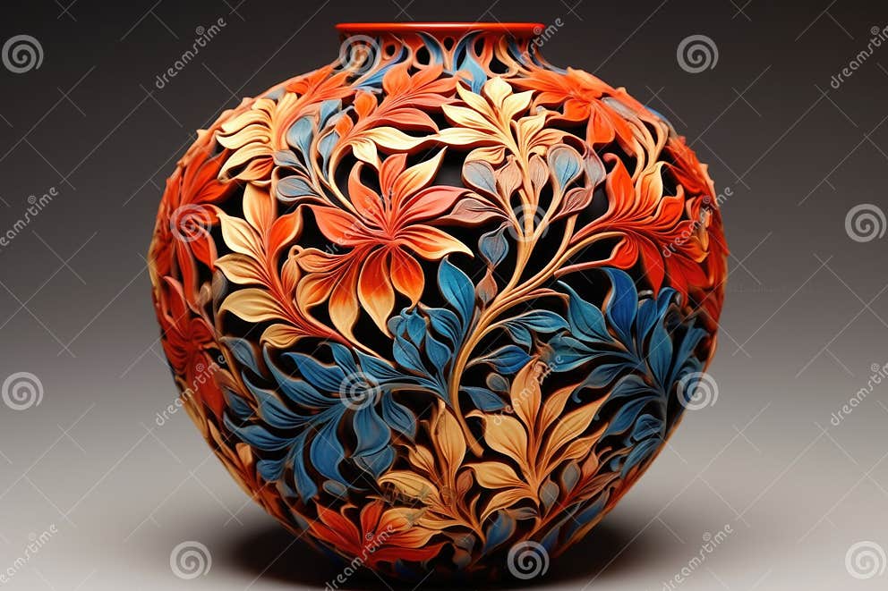 Intricate Pottery Designs Painted with Precision Stock Photo - Image of ...
