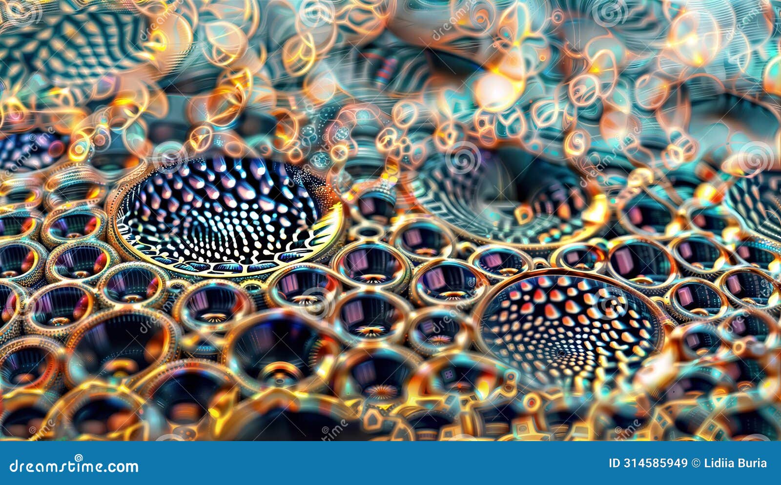 Psychedelic Biomorphic Art With Vibrant Swirls And Spheres Royalty-Free ...