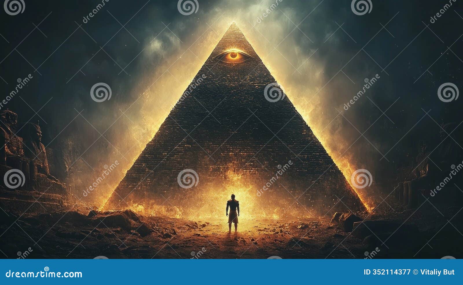Intricate Pyramid Design Features Eye Providence Surrounded Bright ...