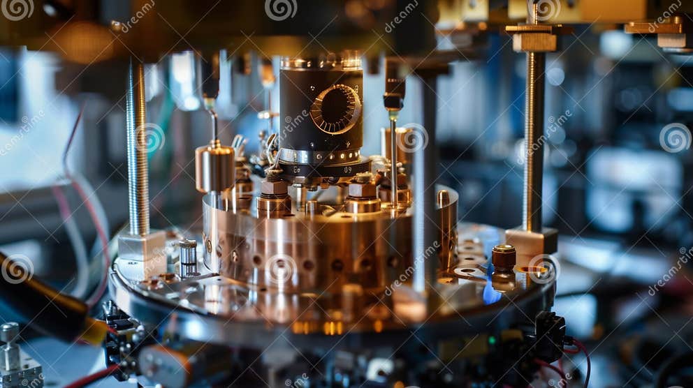 Intricate Quantum Computing Hardware Setup Indoors Under Bright ...