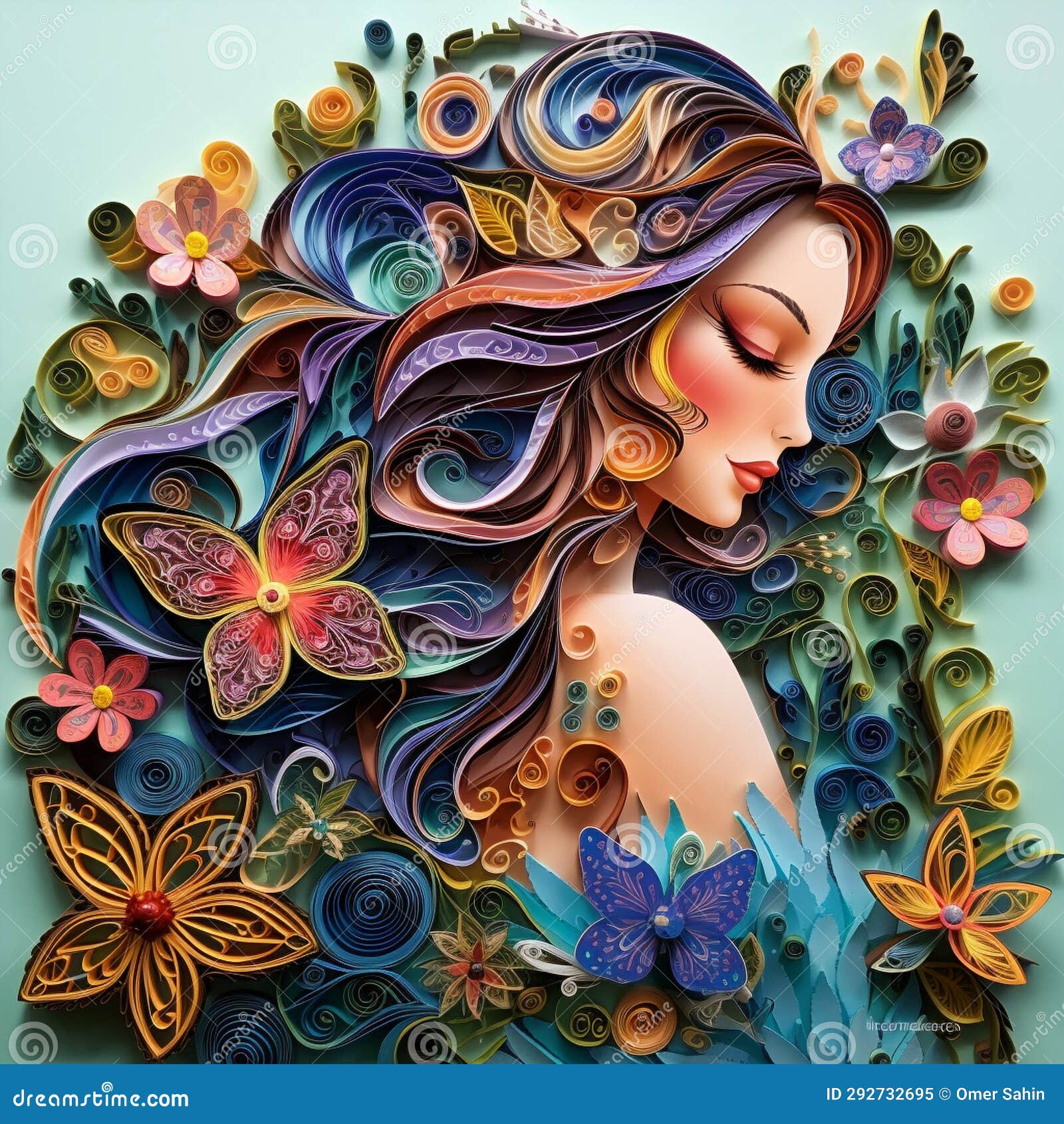 Intricate Quilled Artwork with Magical Elements Stock Illustration ...