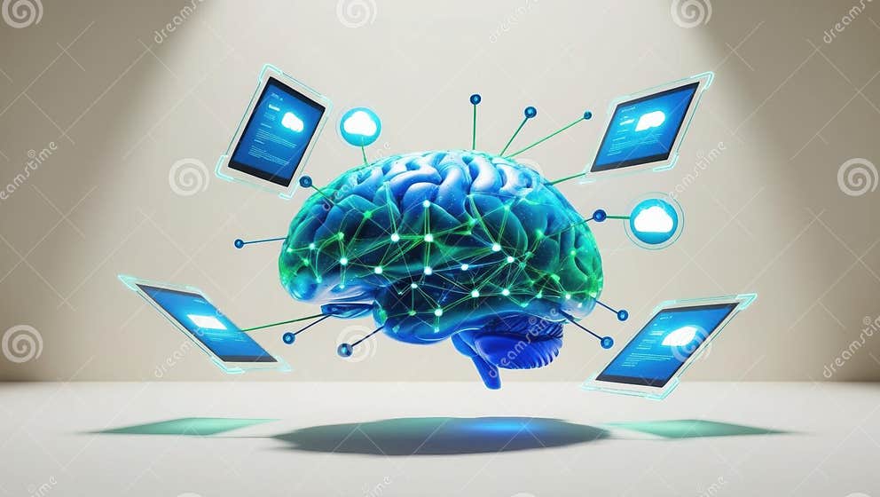Intricate Representation of a Brain Surrounded by Various Digital ...