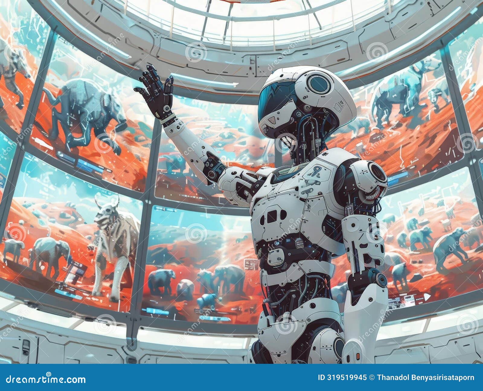 An Intricate Scene Depicting a Humanoid Robot Manipulating a Puppet ...