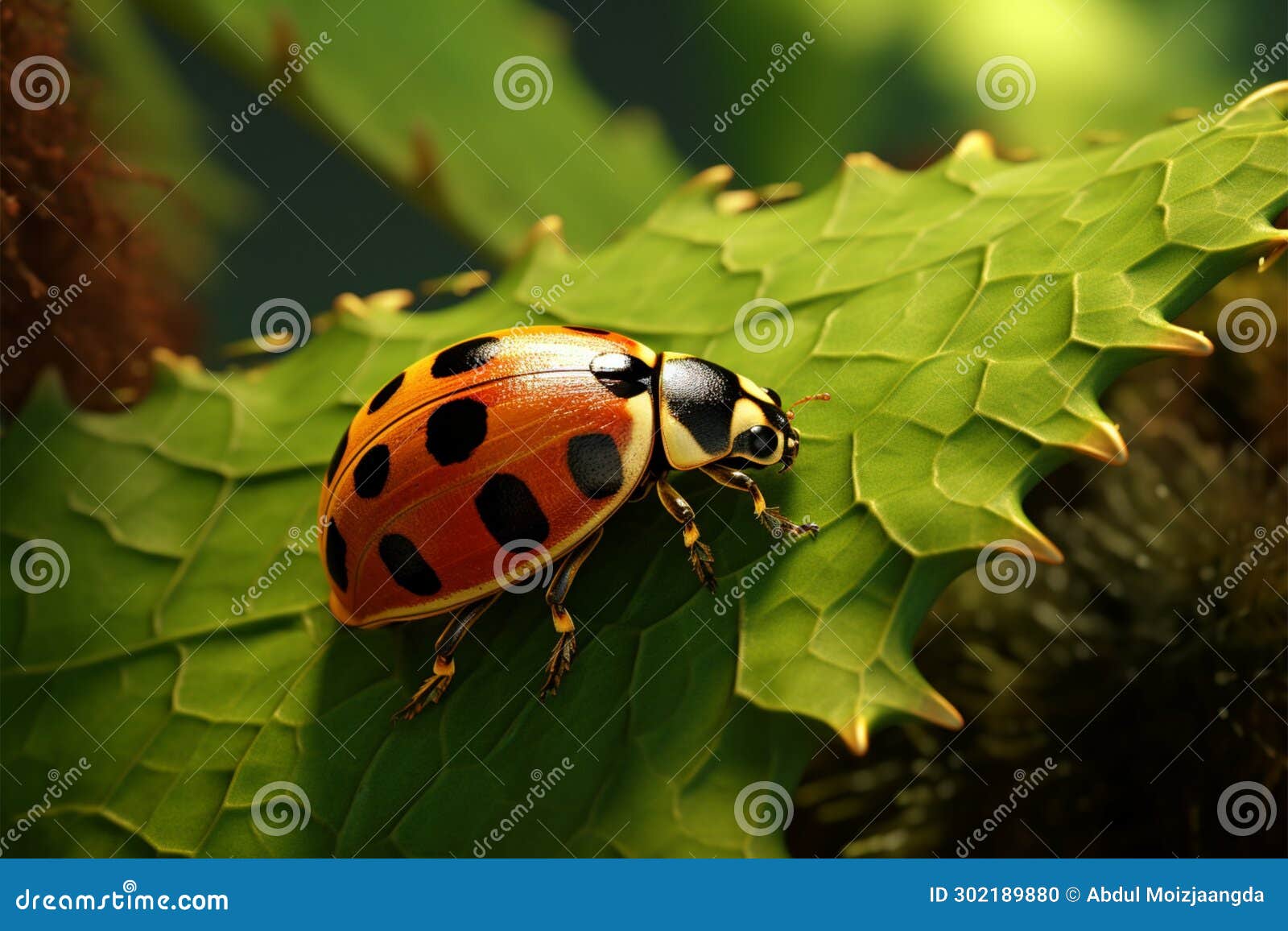 Intricate Scene Ladybug Explores Leaf Edge, a Tiny Vibrant Wanderer ...