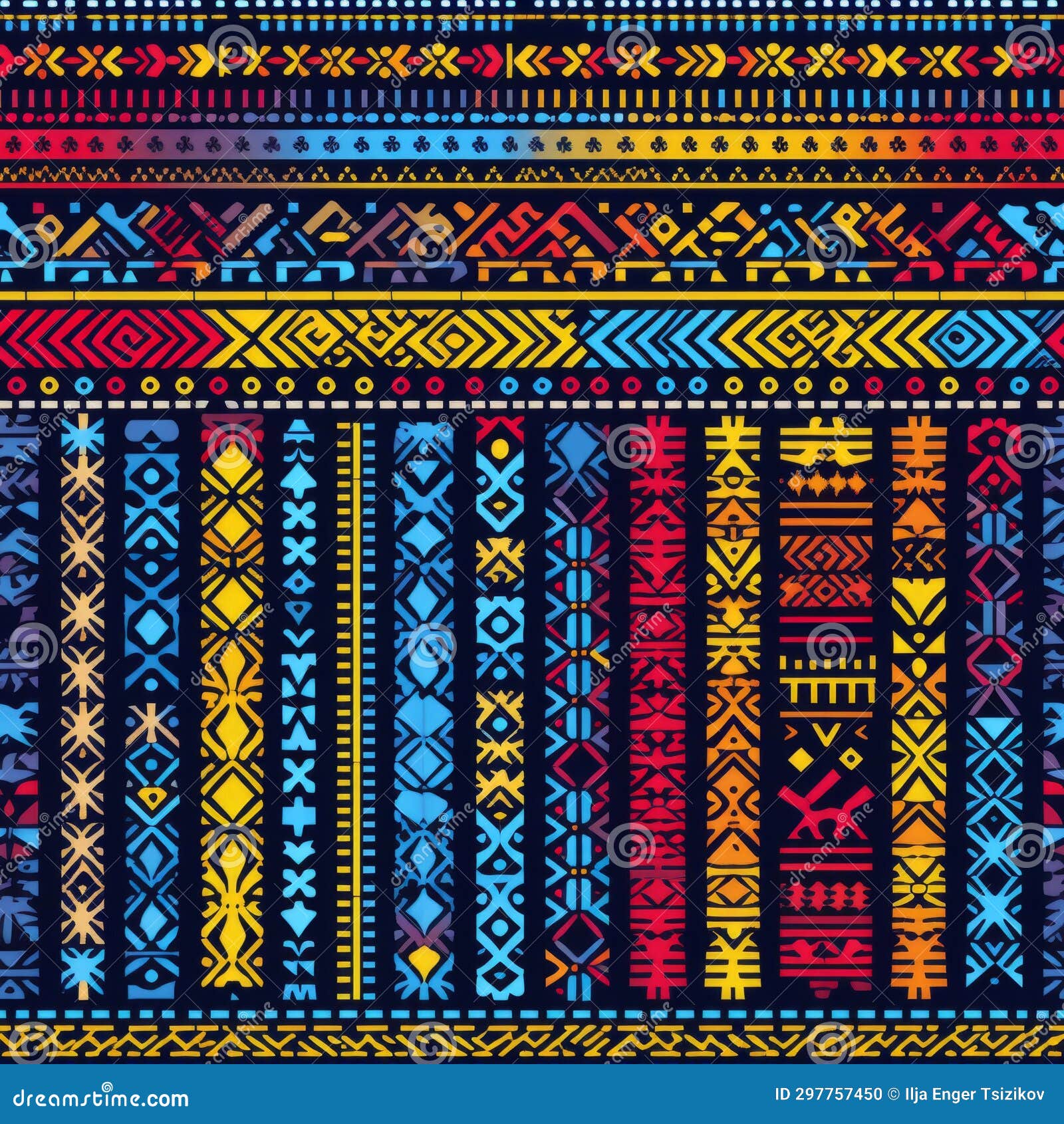 Intricate Seamless Pattern Featuring a Diverse Array of Ethnic Themes ...