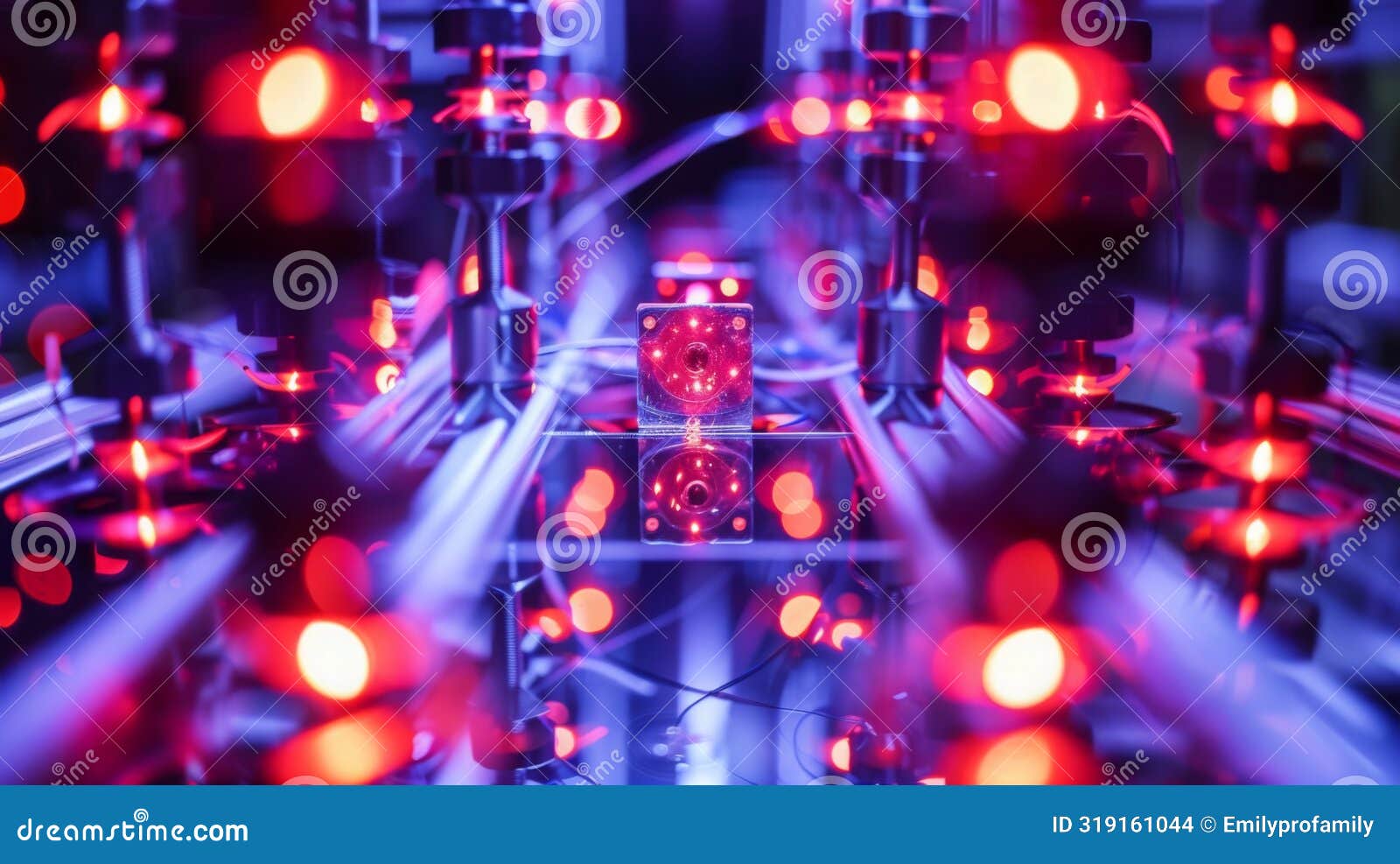 Quantum Computer Apparatus with Red LED Lights in Laboratory Setting at ...