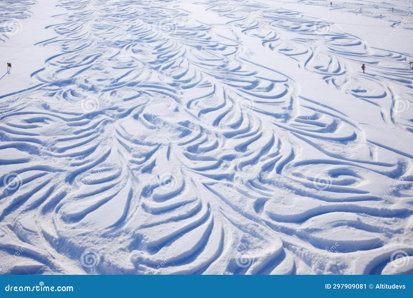 Intricate Snow Designs Formed by Skis on a Hill Stock Image - Image of ...
