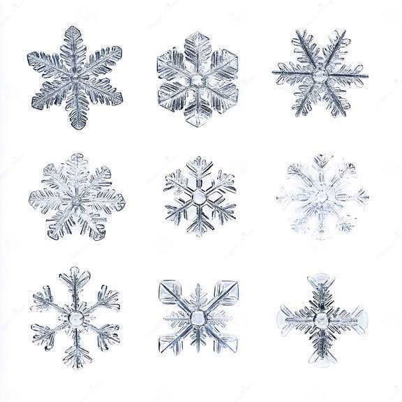Intricate Snowflake Patterns on White Background Showcasing Unique ...