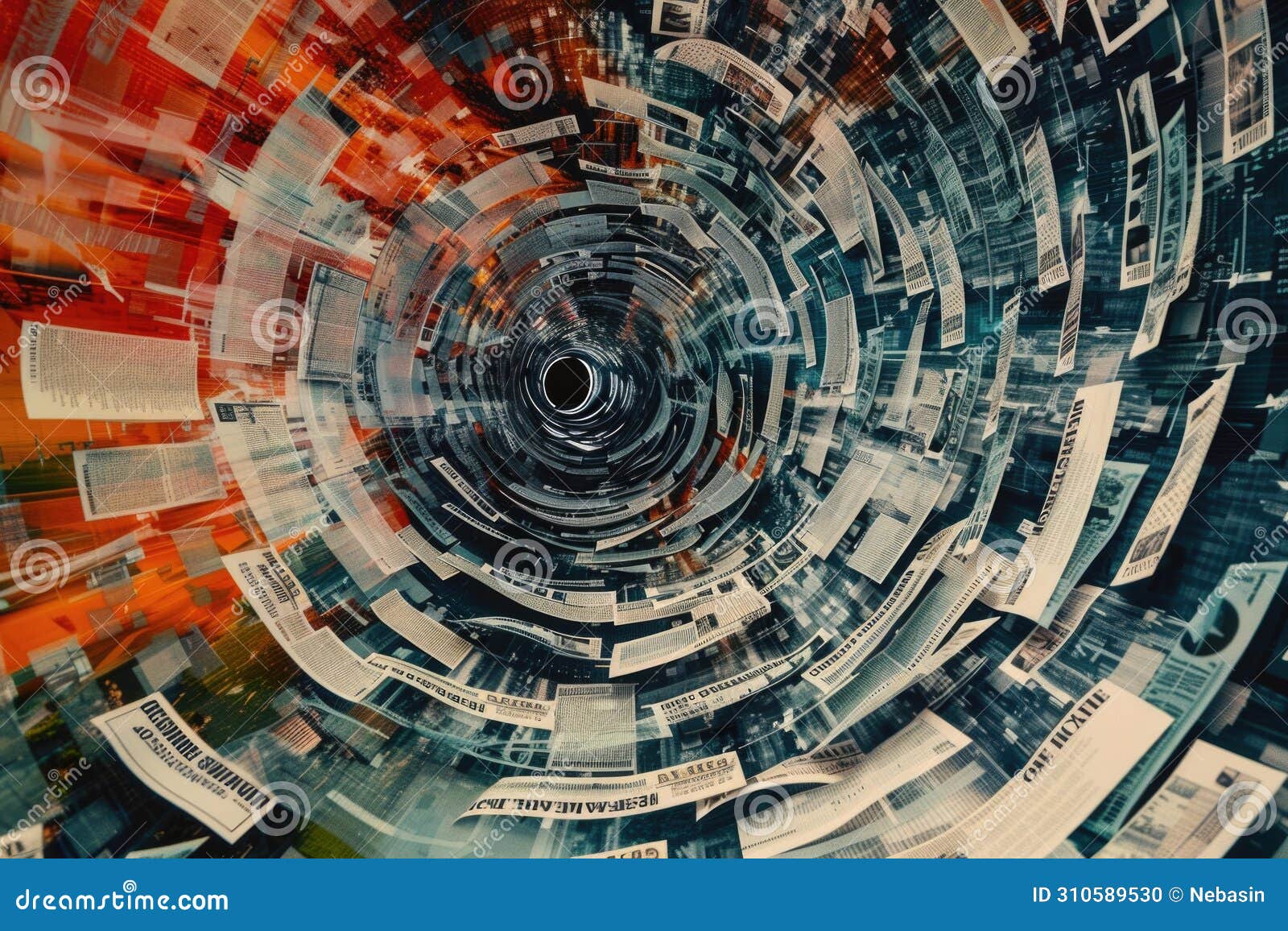 An Intricate Spiral Composed of Layers of Newspaper Pages, Elegantly ...