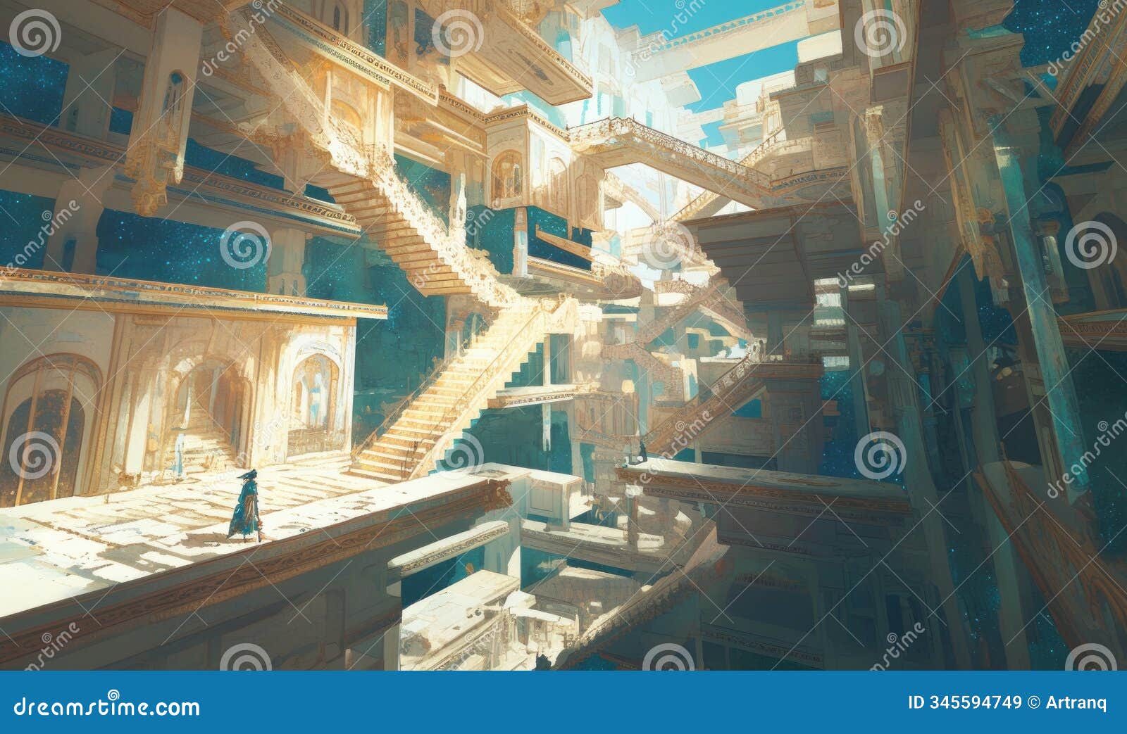 Surreal Architectural Maze with Endless Stairs Stock Image - Image of ...