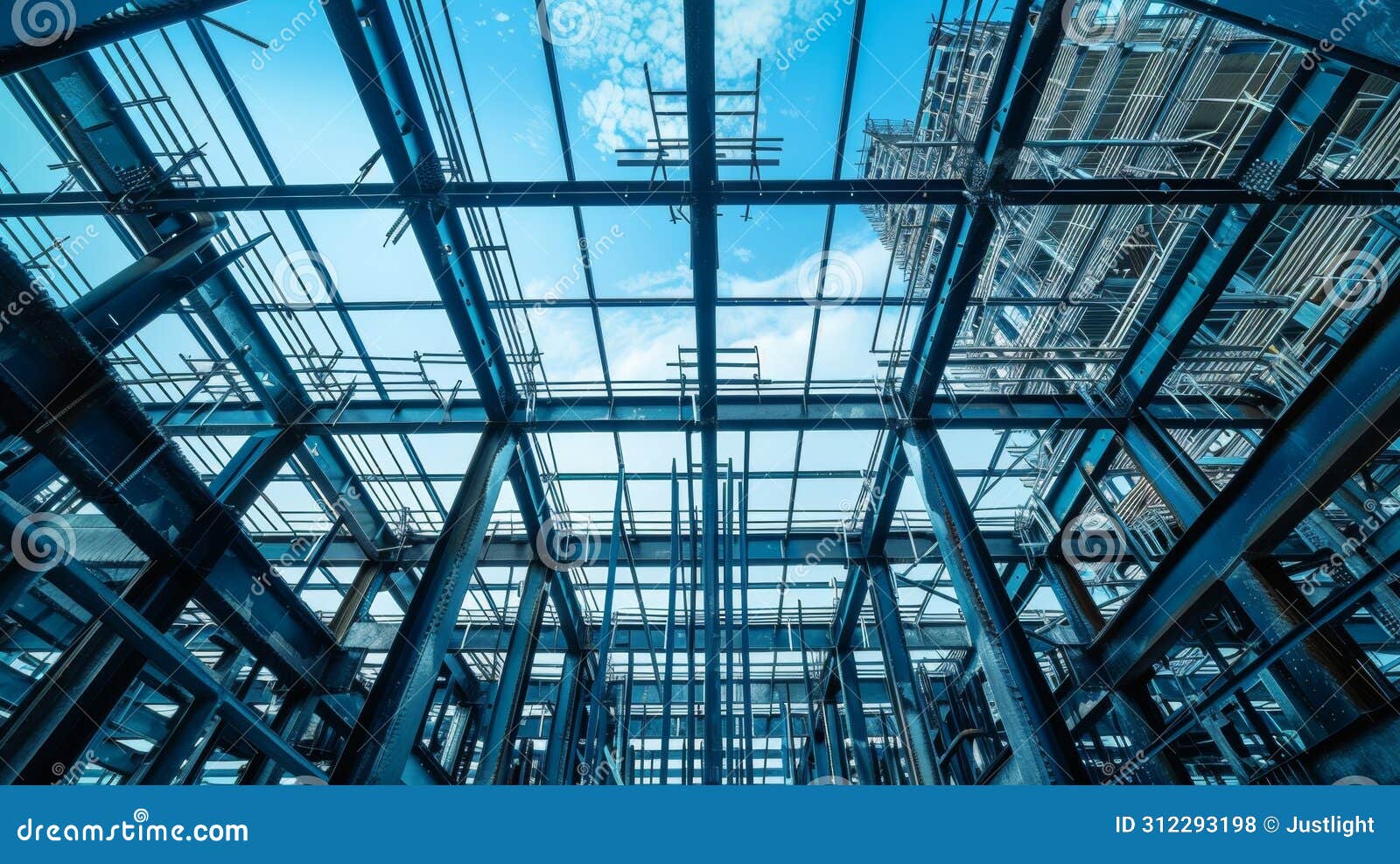 The Intricate Steel Framework of a Building Under Construction Reflects ...