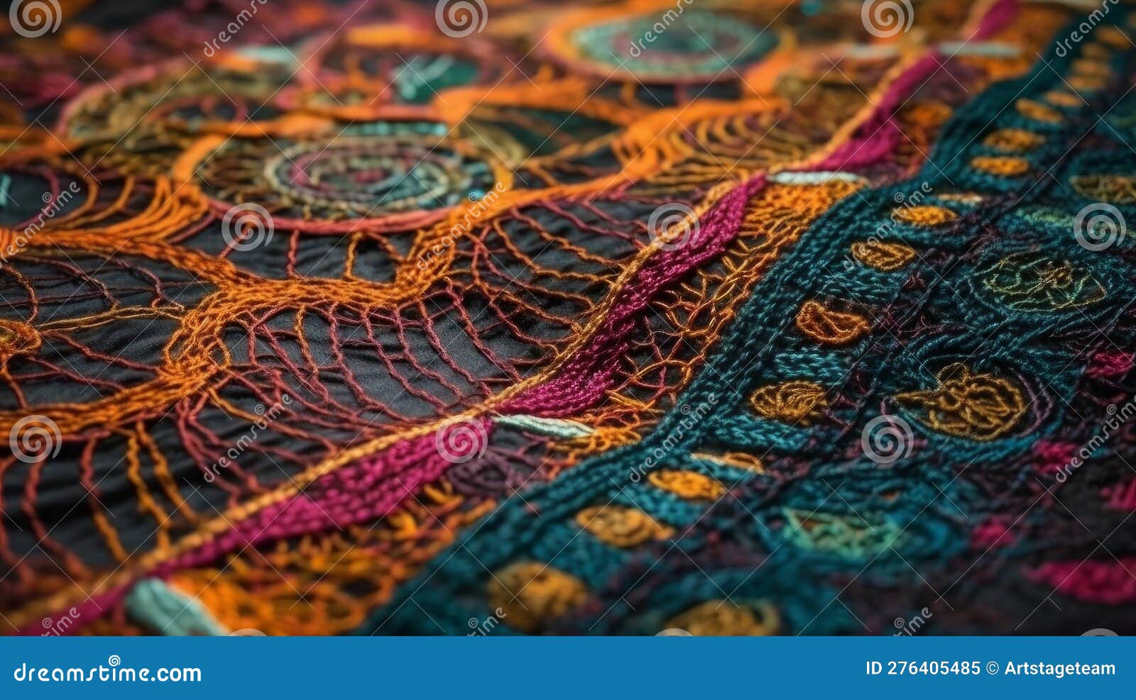 Intricate Stitches in Fabric from Colored Threads. AI Generated Stock ...