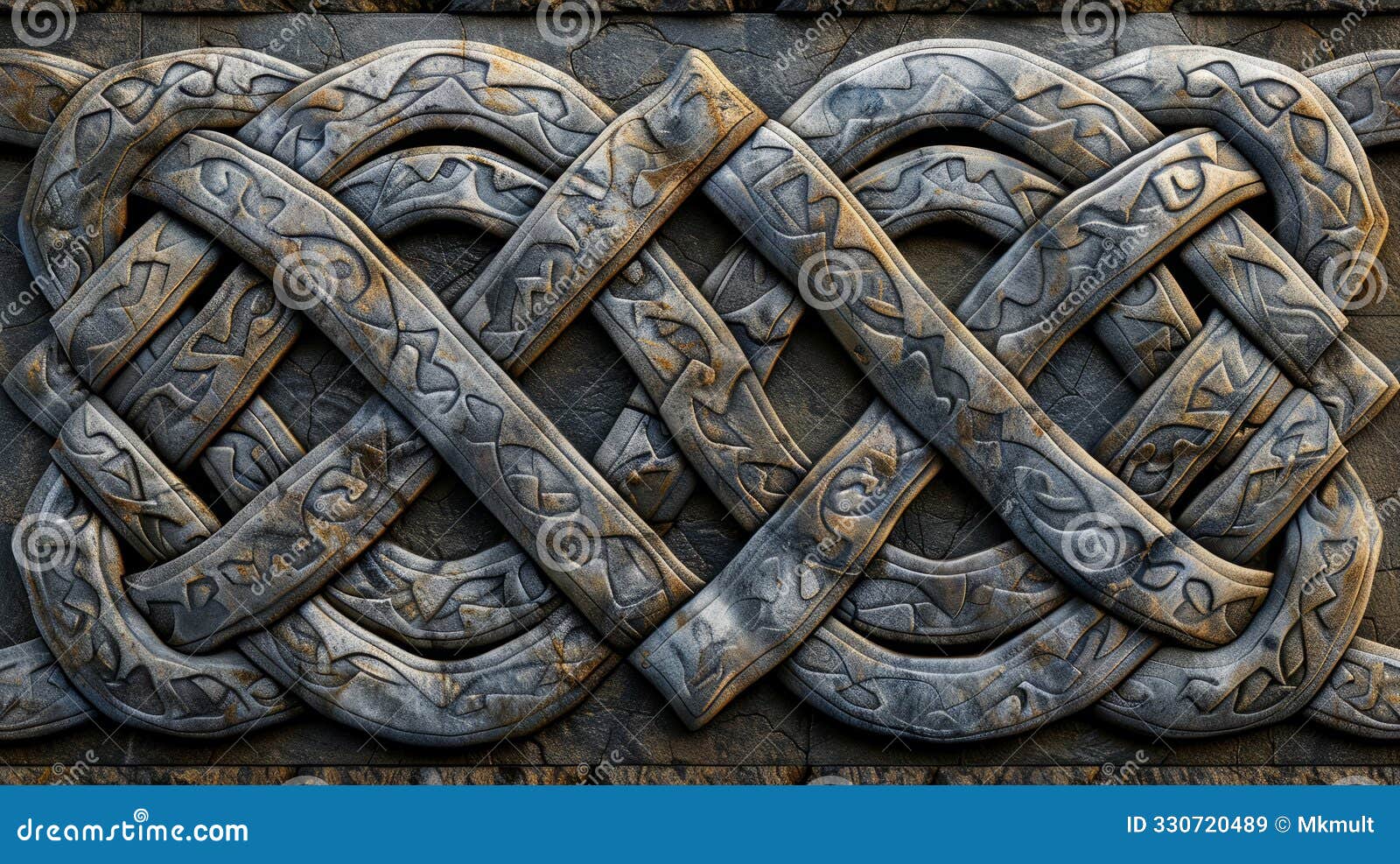 Intricate Stone Carving Featuring Interwoven Celtic Knot Design on an ...