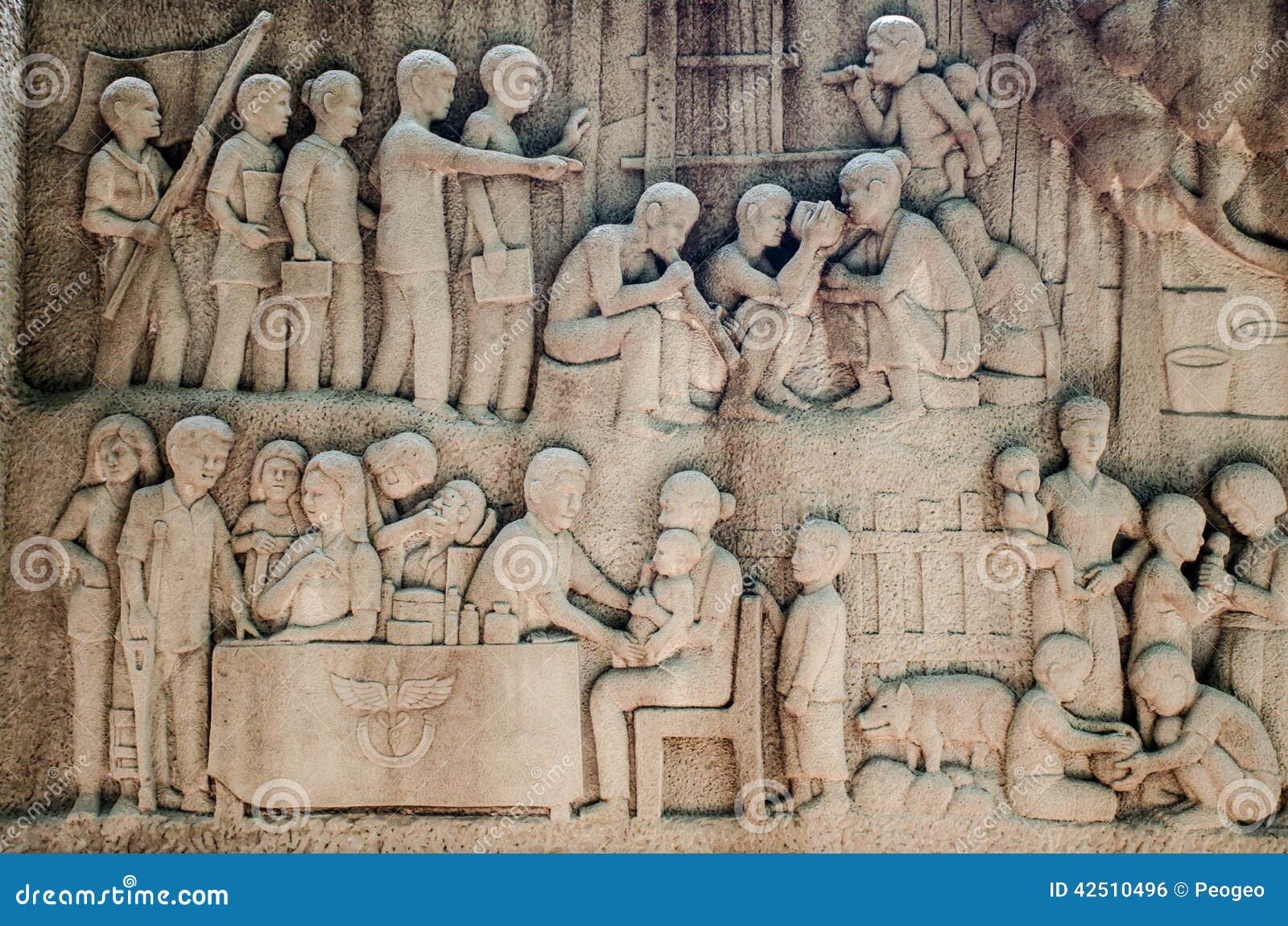 Intricate Thai Carving Mural - Thai King Activity Help People Stock ...