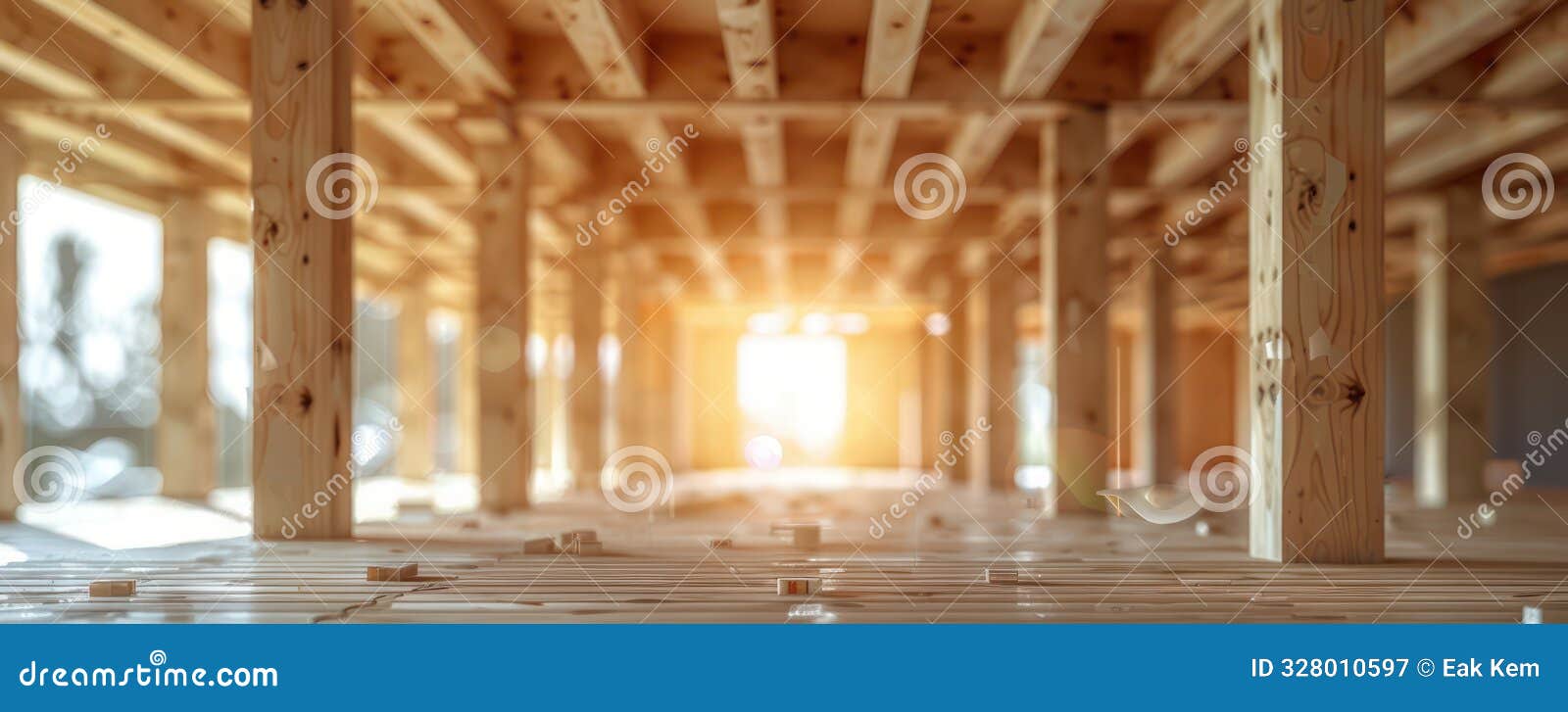 Intricate Timber Beam Framework Assembly at a Construction Site, View ...
